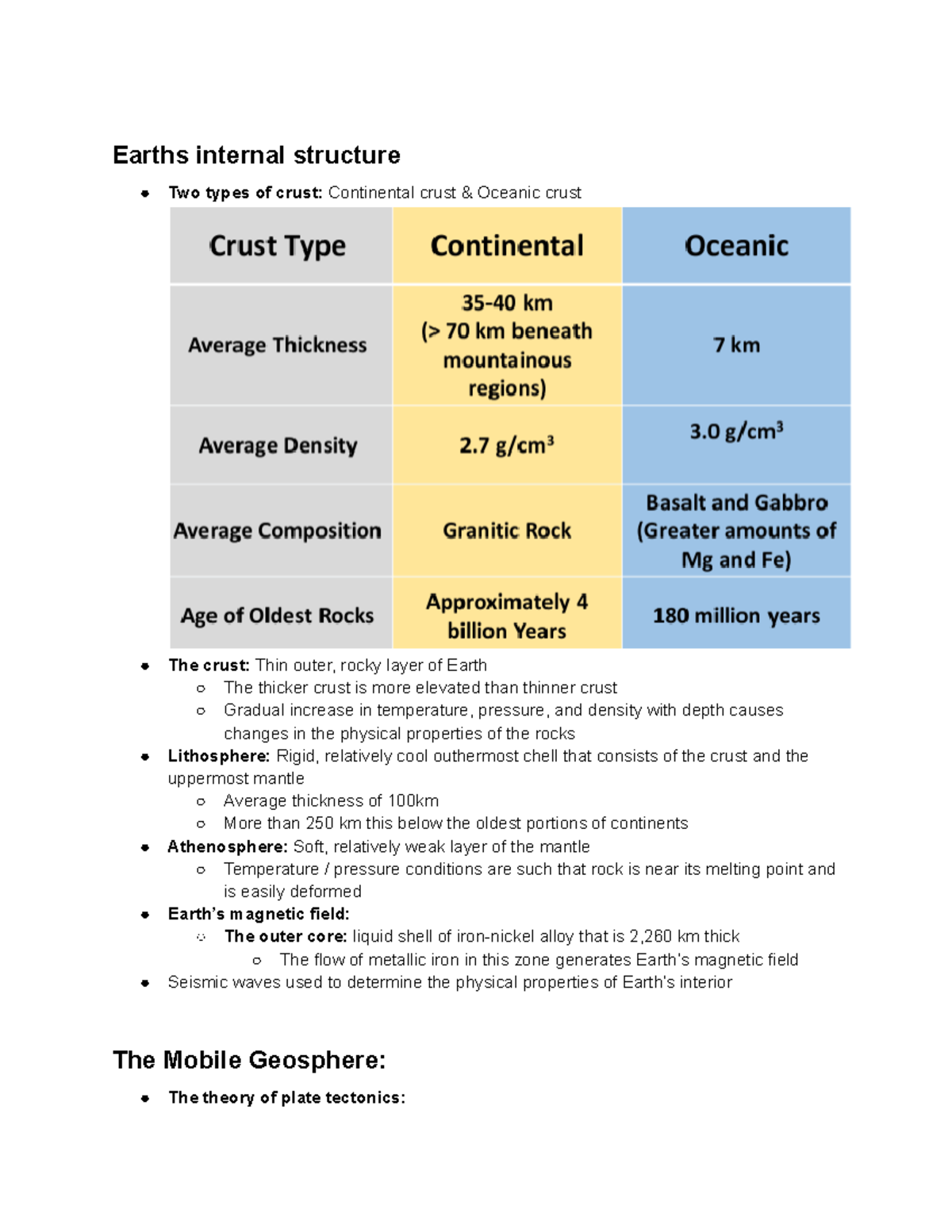 Lecture 6: Earth's interior structure - Earths internal structure Two ...