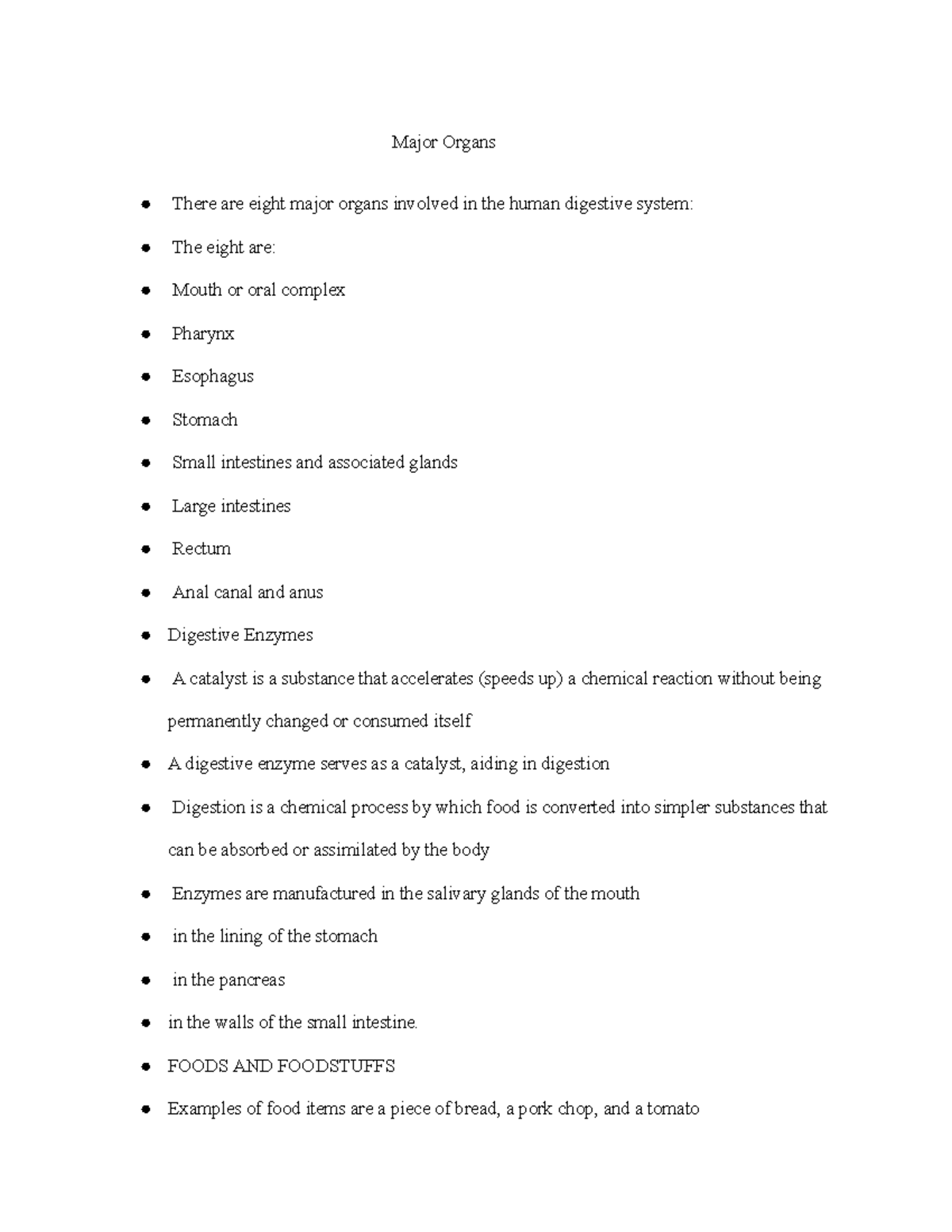 Major muscular organs - study notes - Major Organs There are eight ...