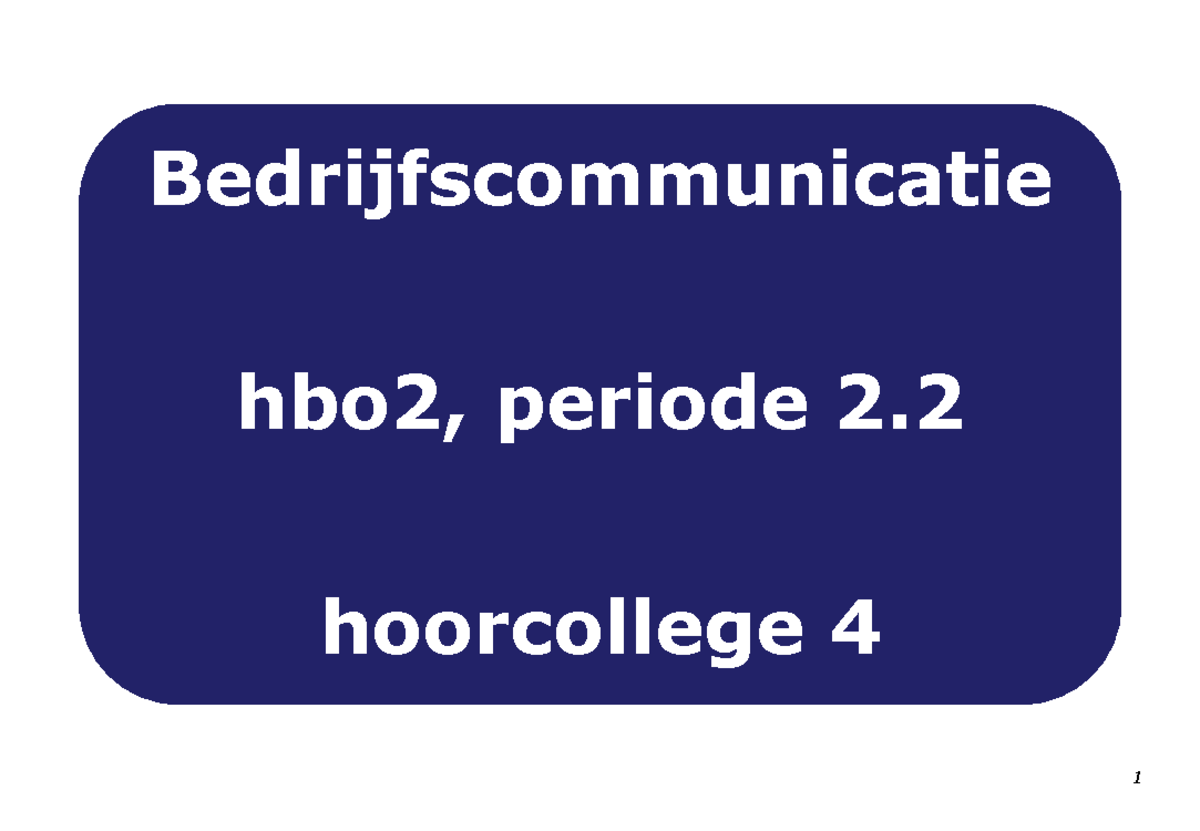 HBO 2, IVA, 2022-2023, periode 2.2, les 4, hoorcollege ...