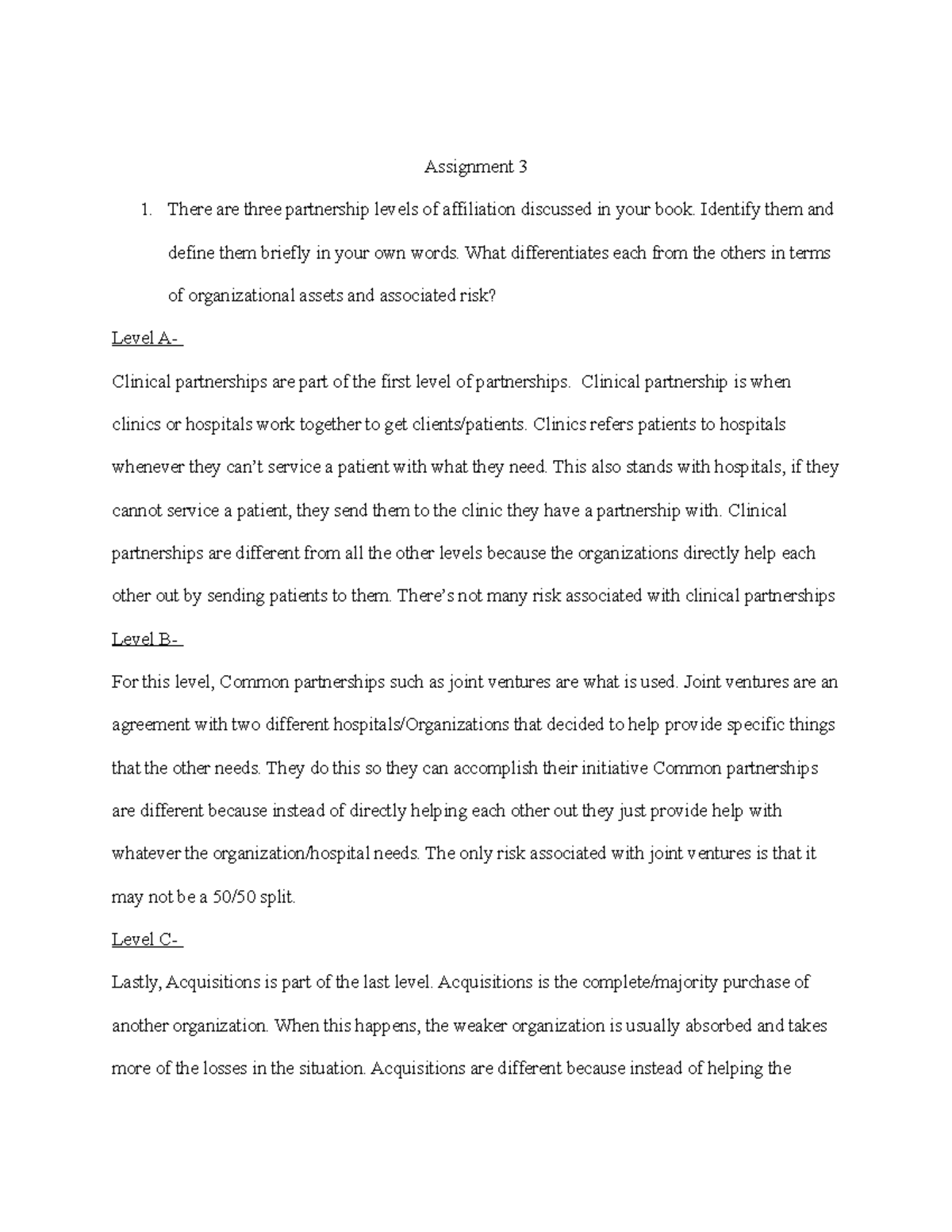 Assignment 3 - what are the three partnership levels of affiliation and ...