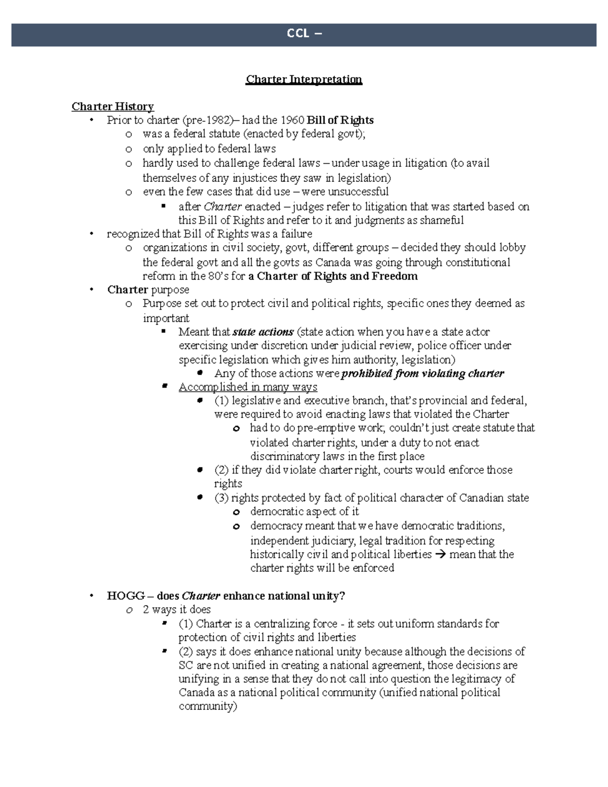 CCL Lecture 6 - Charter Interpretation Charter History - Prior to ...