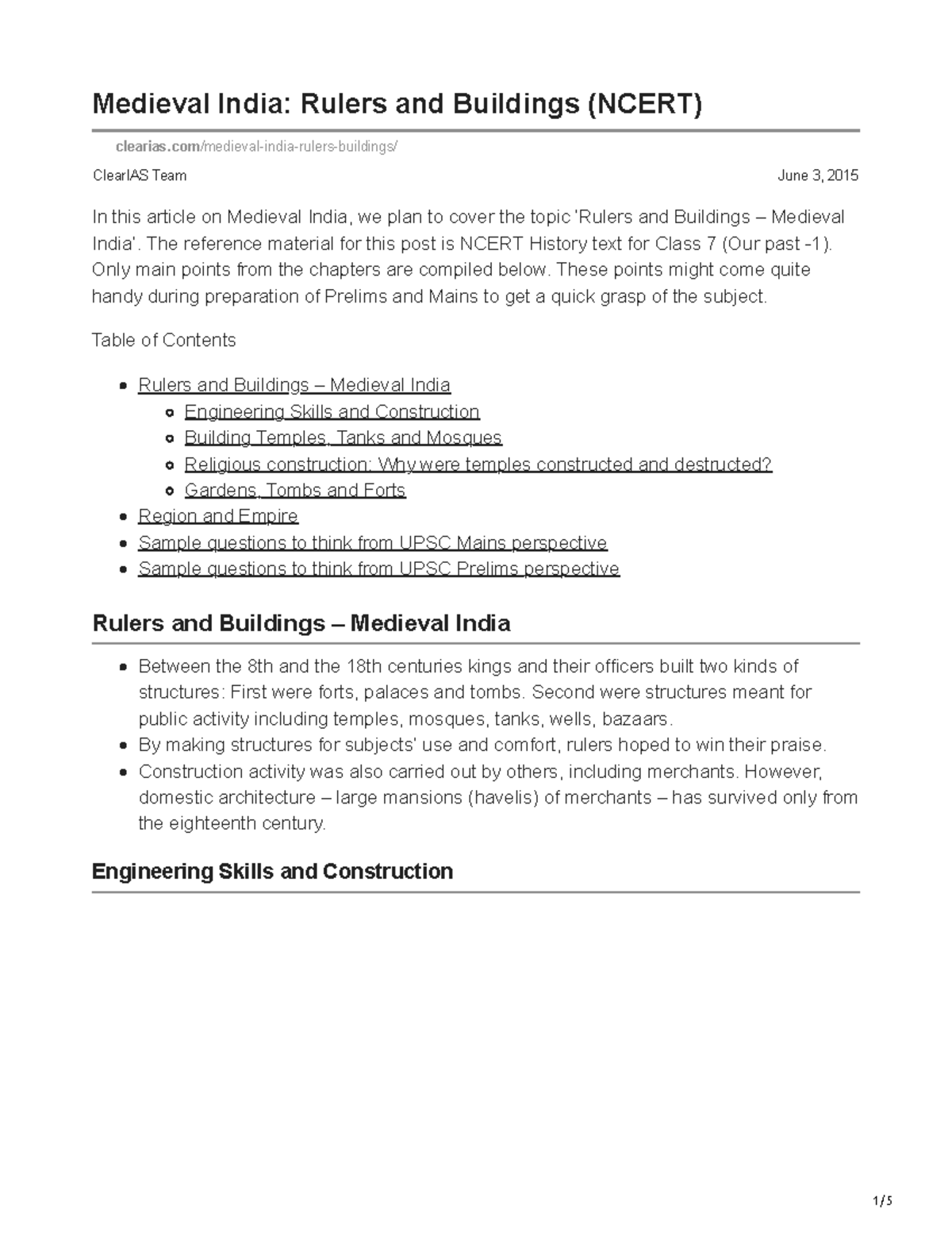 Medieval India Rulers and Buildings - The reference material for this ...