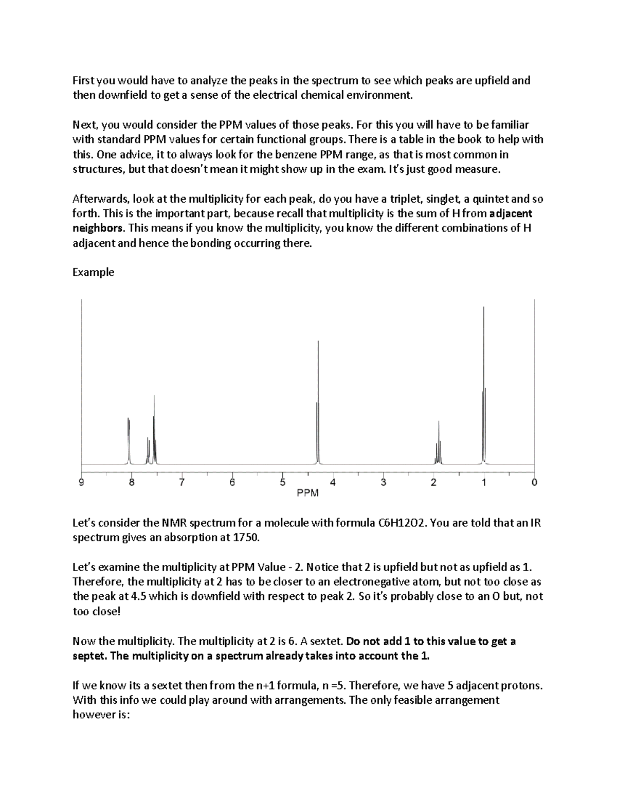 CHEM26300- NMR Spectroscopy - First you would have to analyze the peaks ...