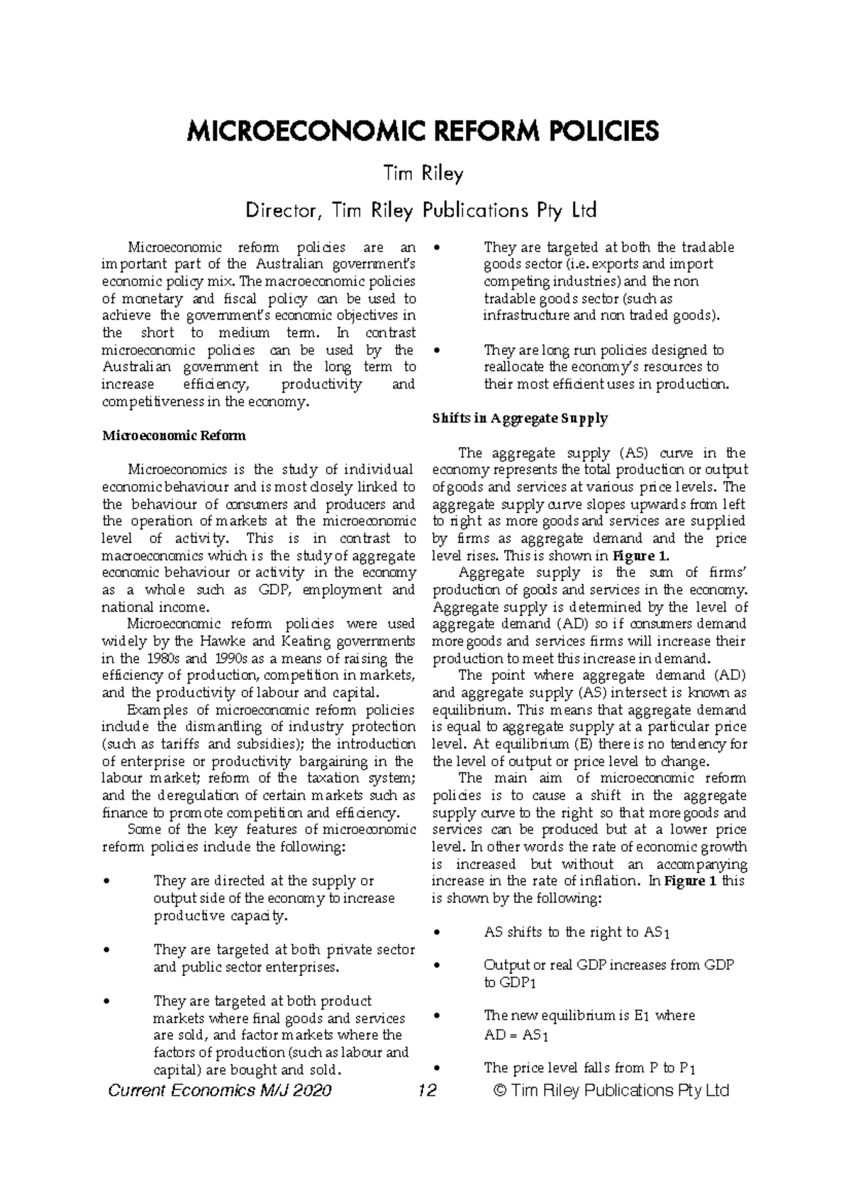 Microeconomic policy reading - Microeconomic reform policies are an ...