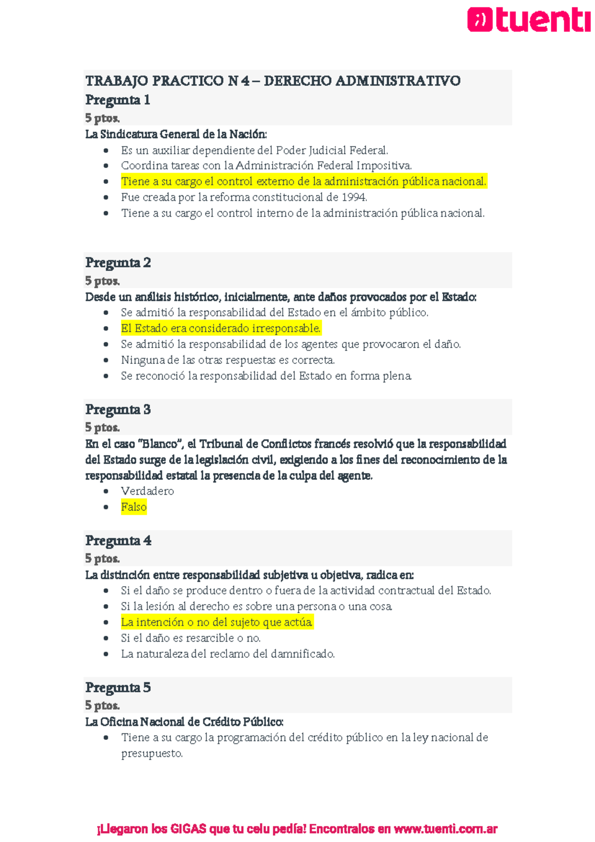 Trabajo Practico n 4 D administrativo - Warning: TT: undefined function: 32 TRABAJO PRACTICO N 4 ...