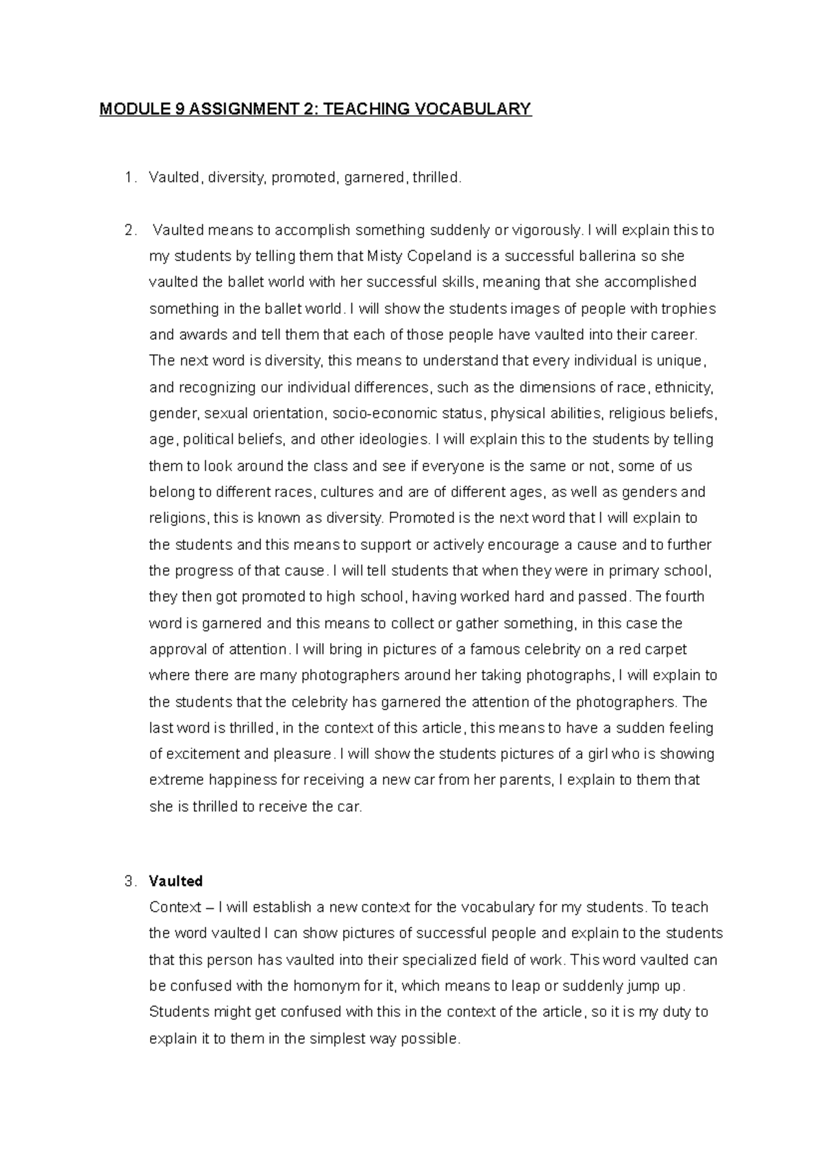 Module 9 Assignment 2 Teaching Vocab - MODULE 9 ASSIGNMENT 2: TEACHING ...