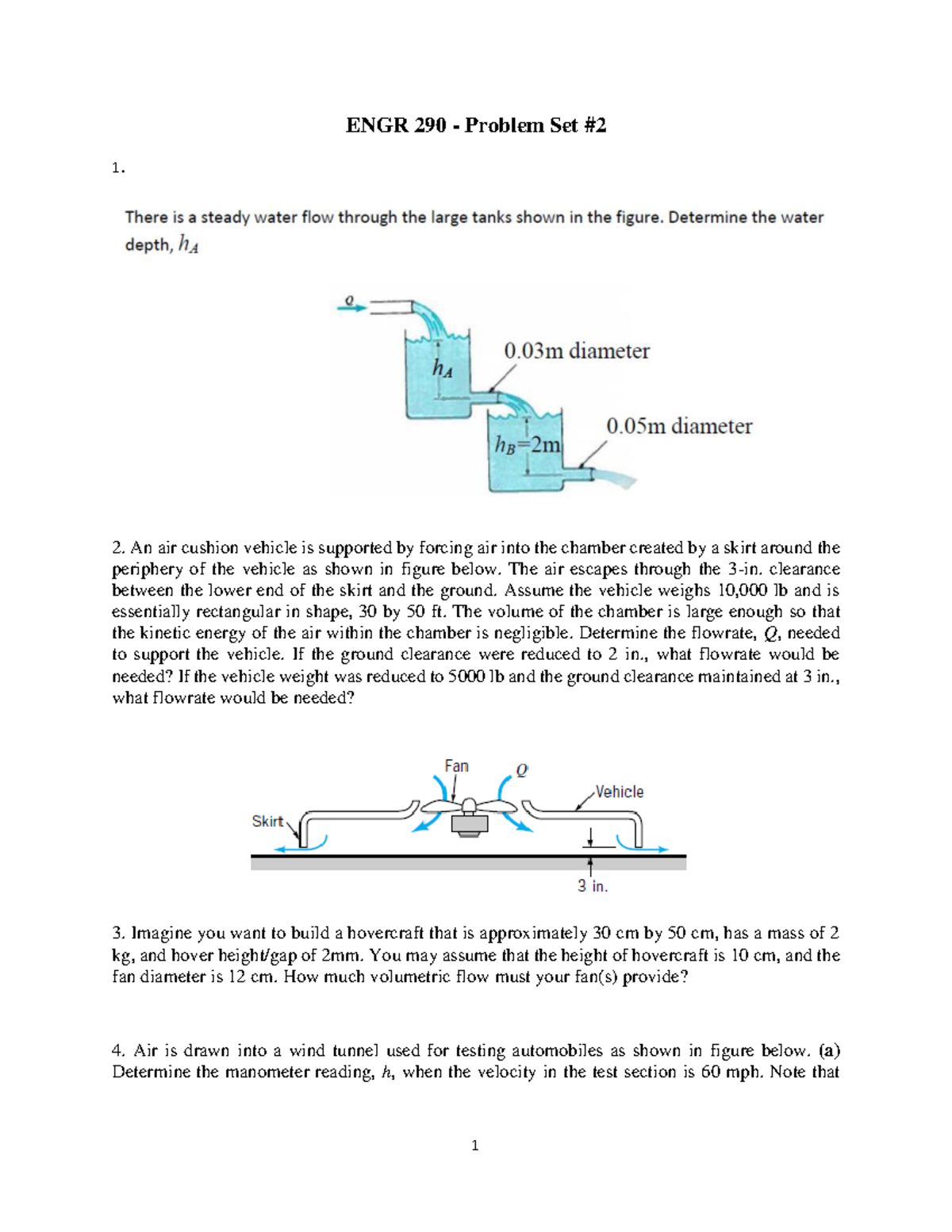 Engr290 Problem Set 2 2021 1 Engr 290 Problem Set An Air Cushion Vehicle Is Supported By
