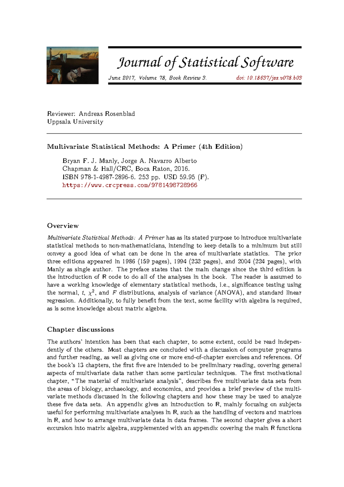 Multivariate Statistical Methods A Primer 4th Edit - JSS Journal of ...