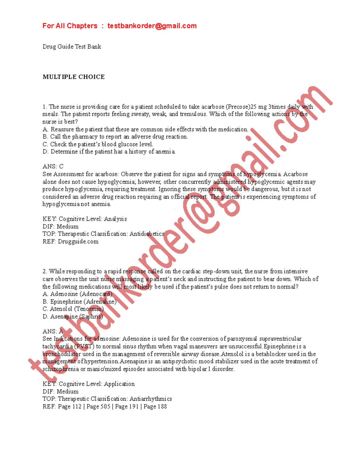 Test Bank and Solutions For Davis's Drug Guide for Nurses 17th Edition ...