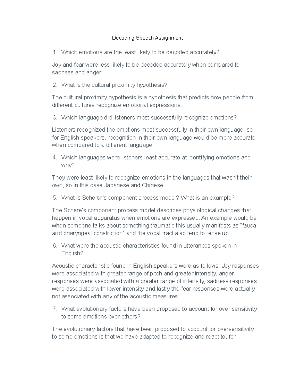 Decoding speech assignment - Decoding Speech Assignment Which emotions ...