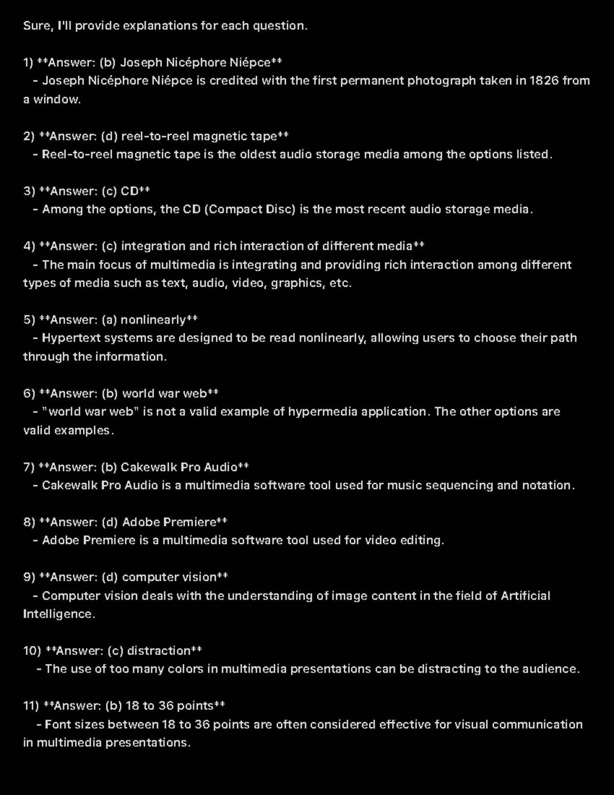 Multimedia information - Sure, I'll provide explanations for each ...