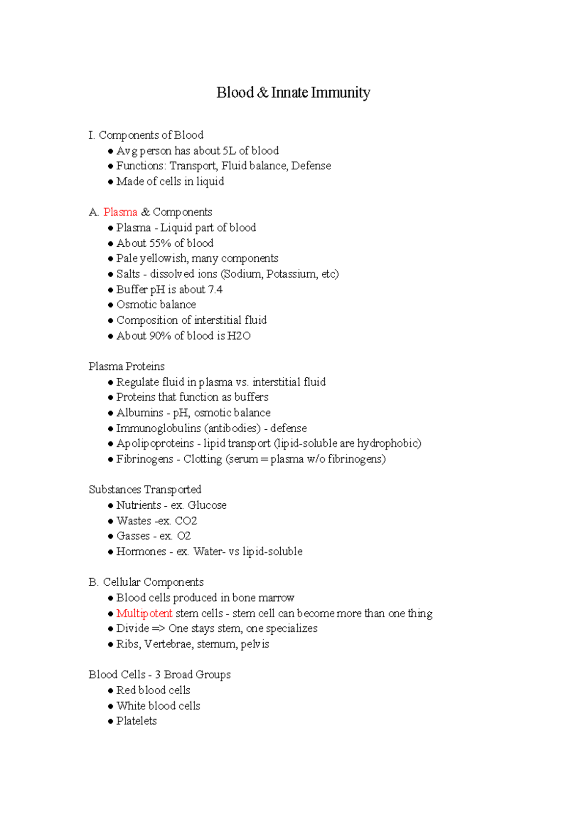 Blood - Components of Blood Avg person has about 5L of blood Functions ...