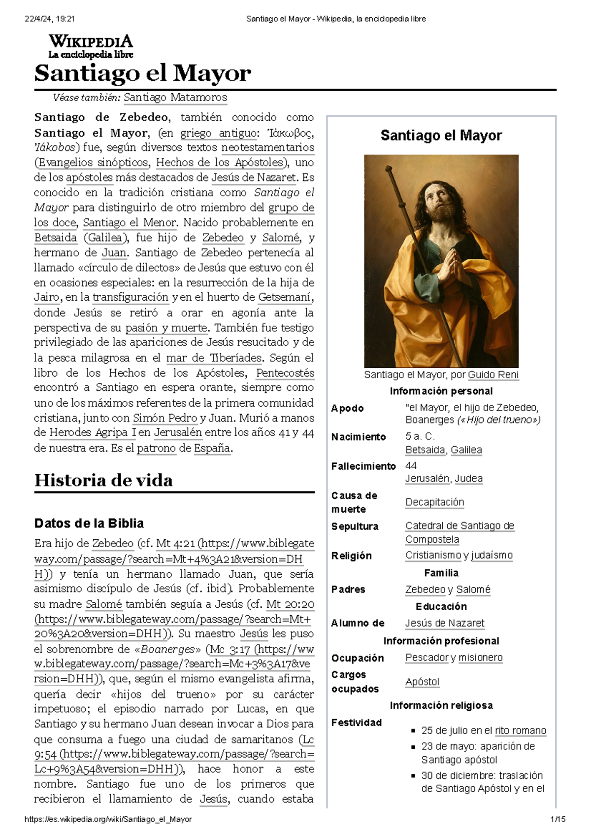 Santiago el Mayor - Wikipedia, la enciclopedia libre - Santiago el ...