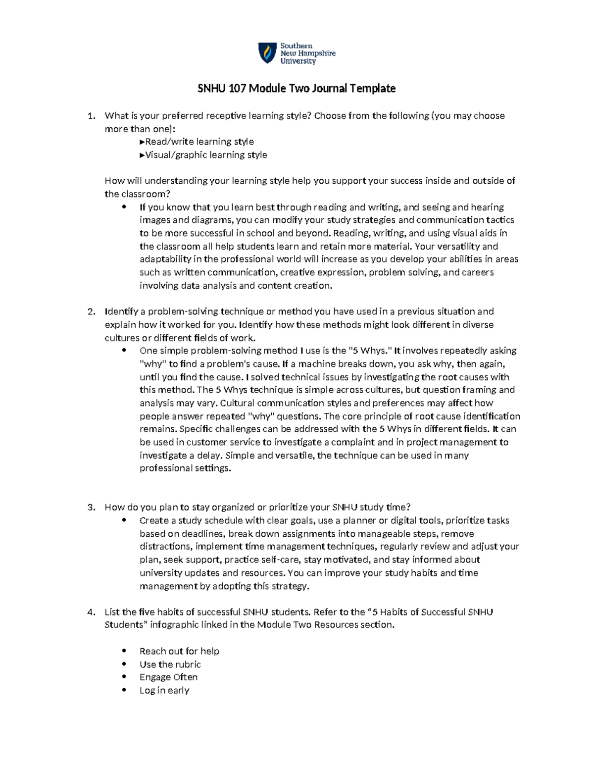 SNHU 107 Module Two Journal Template - SNHU 107 Module Two Journal ...