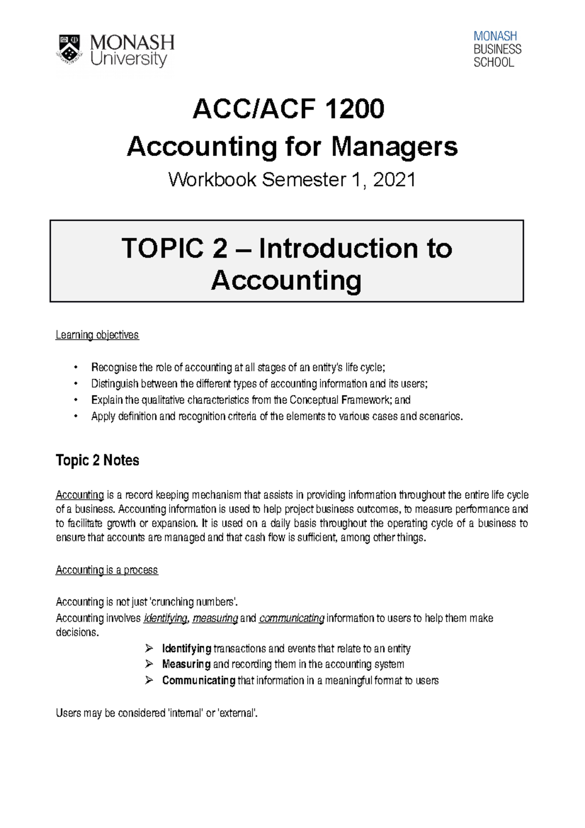 C2 - Practice questions answers and solutions accounting for managers ...