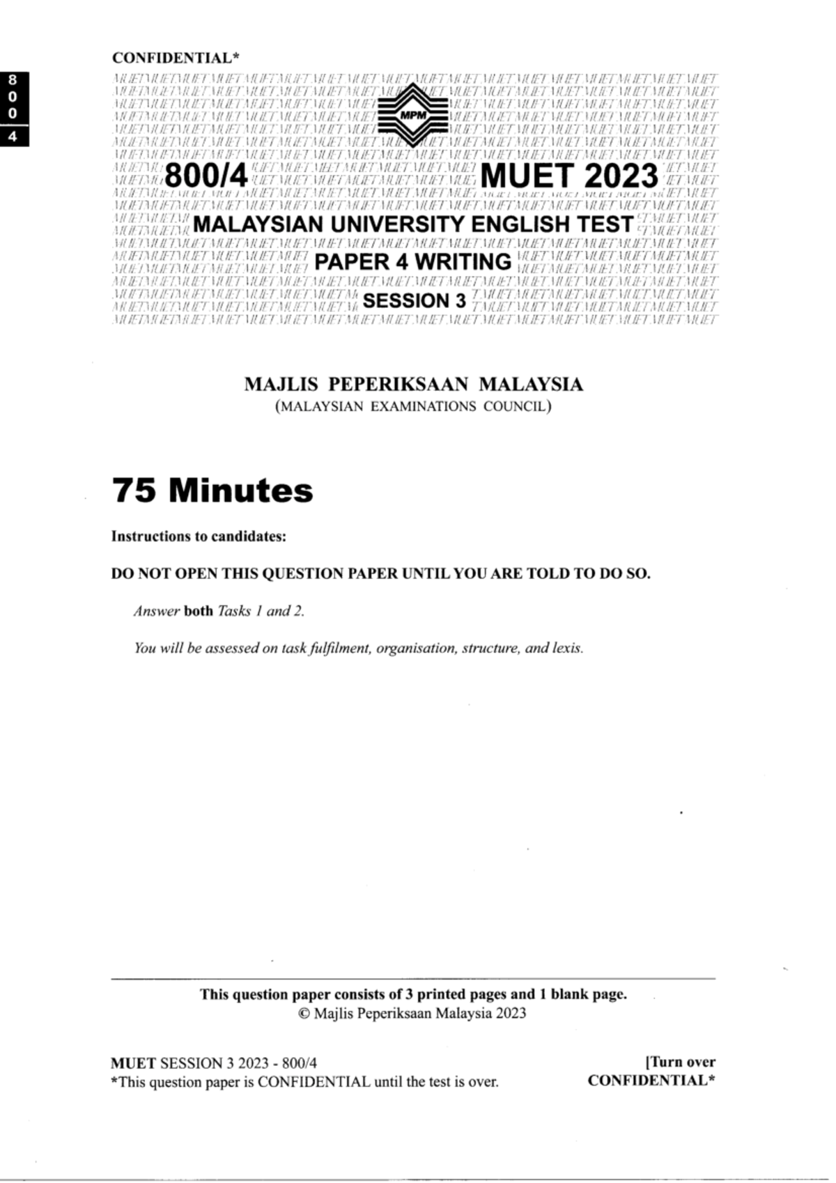MUET Writing S3 2023 - Malaysian University English Test - Studocu