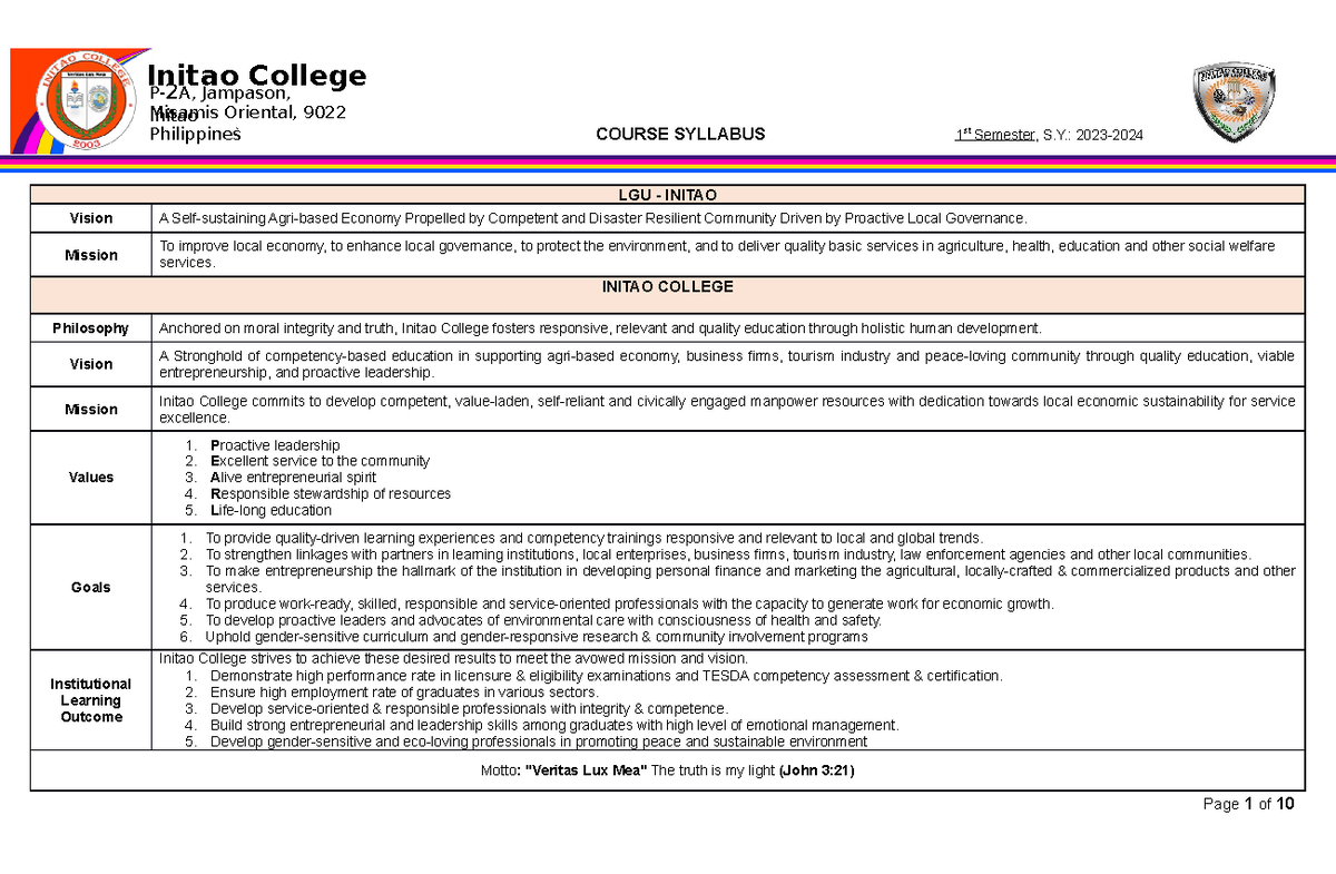 Inbound 7760355149057868336 - COURSE SYLLABUS 1 st Semester, S.: 2023 ...