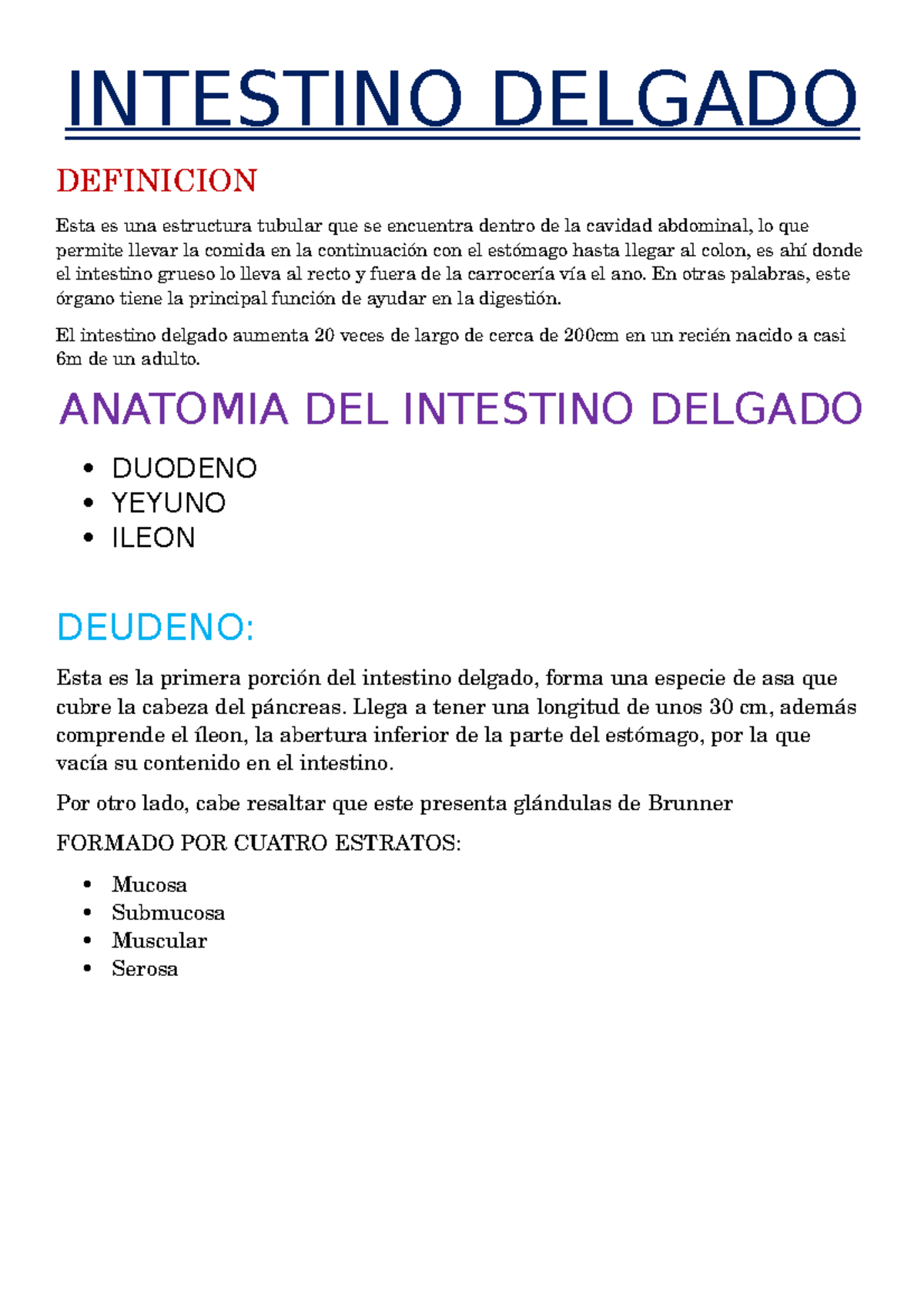 Intestino Delgado - INTESTINO DELGADO DEFINICION Esta es una estructura ...
