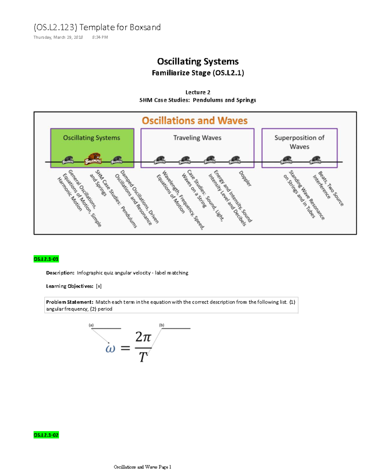 OS.L2.2 winter 2022 lecture notes - Oscillating Systems Familiarize ...