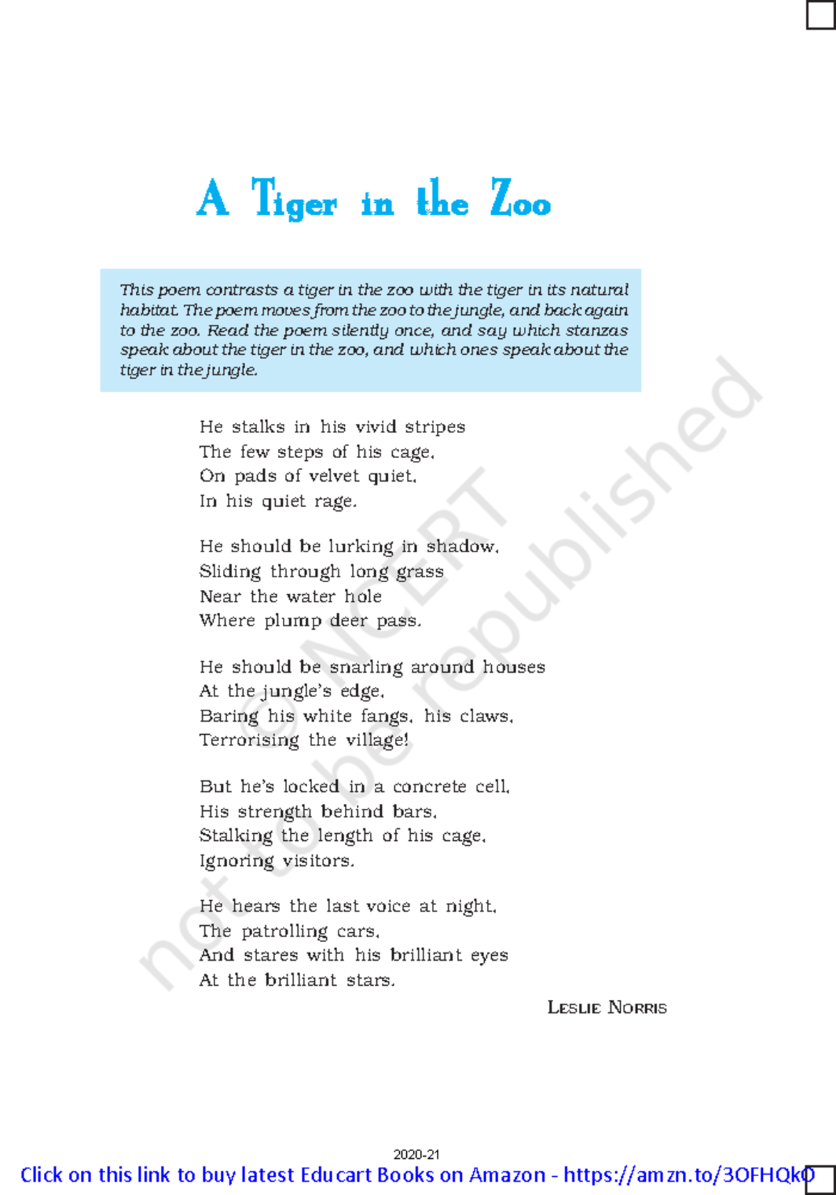 Poem 3 A Tiger in the Zoo - notes - A TA TA TA TA Tiger in the Zooiger ...