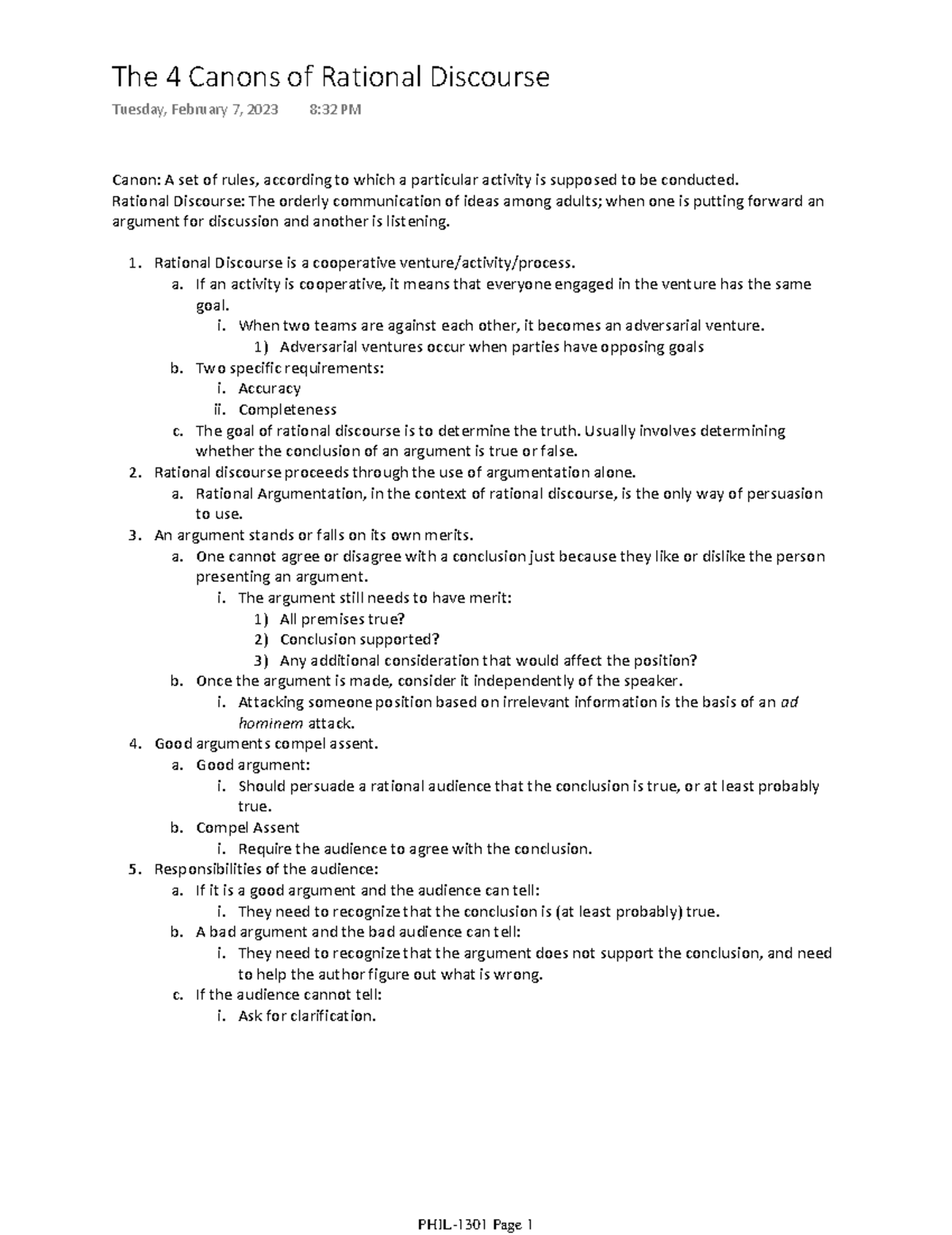 The 4 Canons of Rational Discourse - Canon: A set of rules, according ...