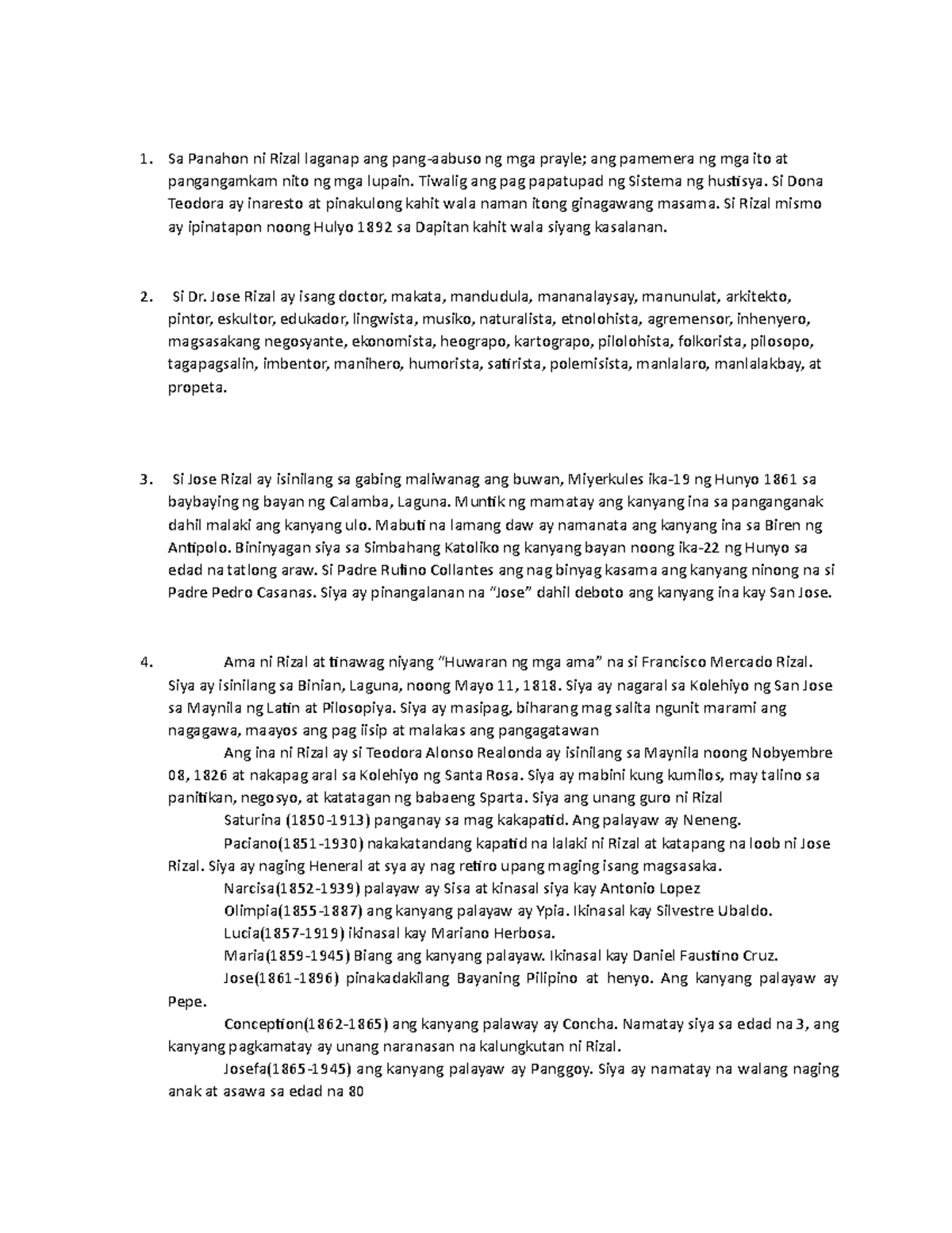 Rizal - Tiwalig ang pag papatupad ng Sistema ng hustisya. Si Dona ...
