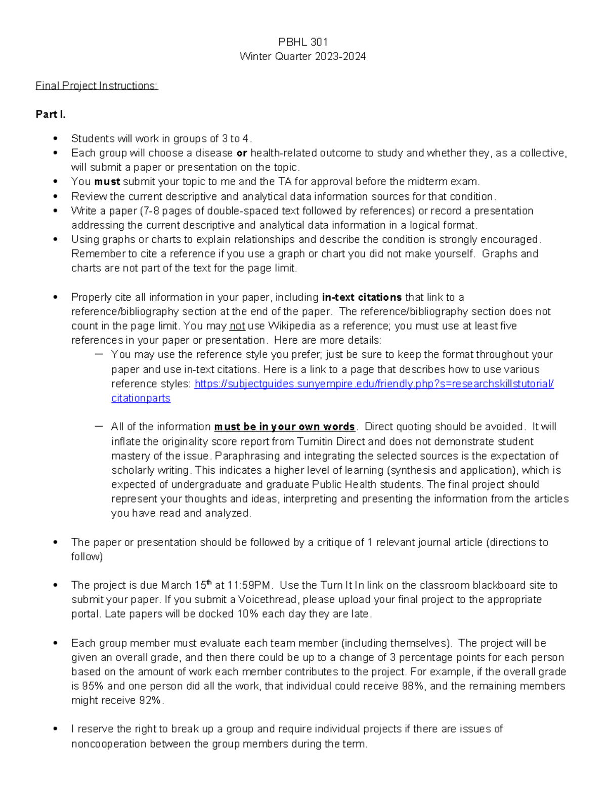 Final project instructions - PBHL 301 Winter Quarter 2023- Final ...