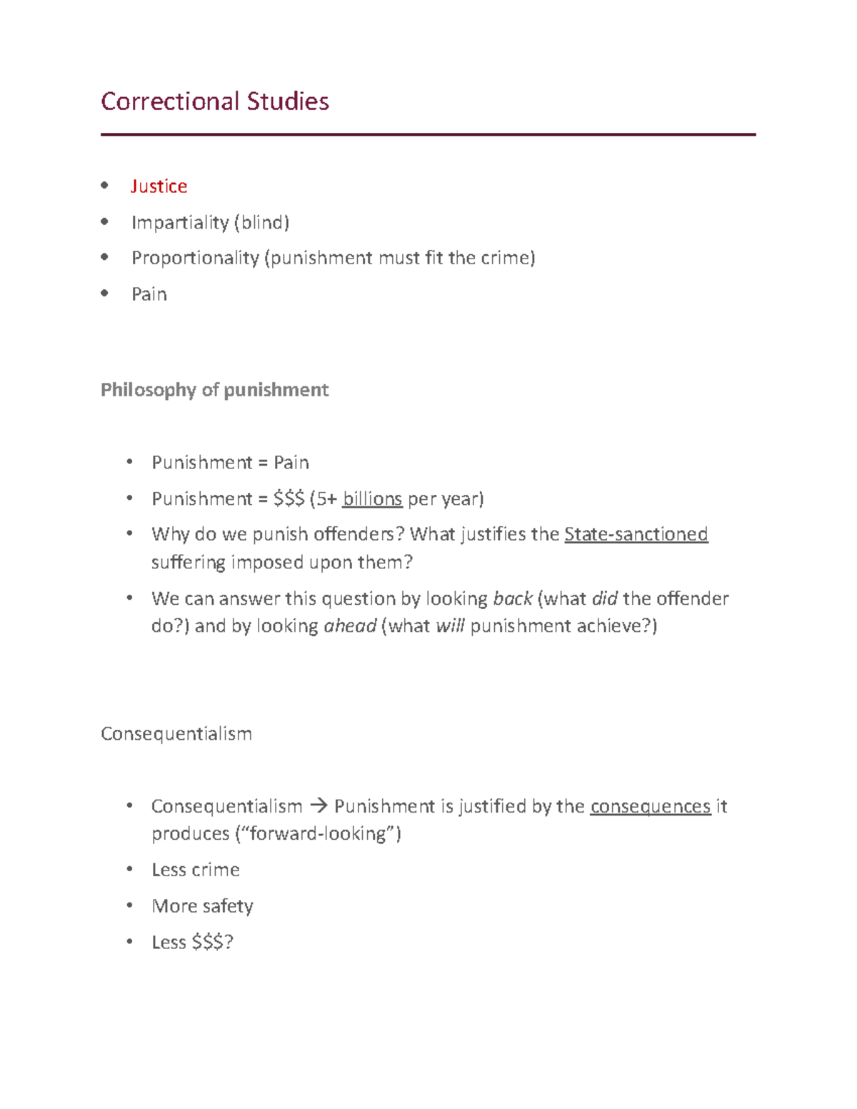 Correctional Studies - Deterrence Making one scared of offending Many ...