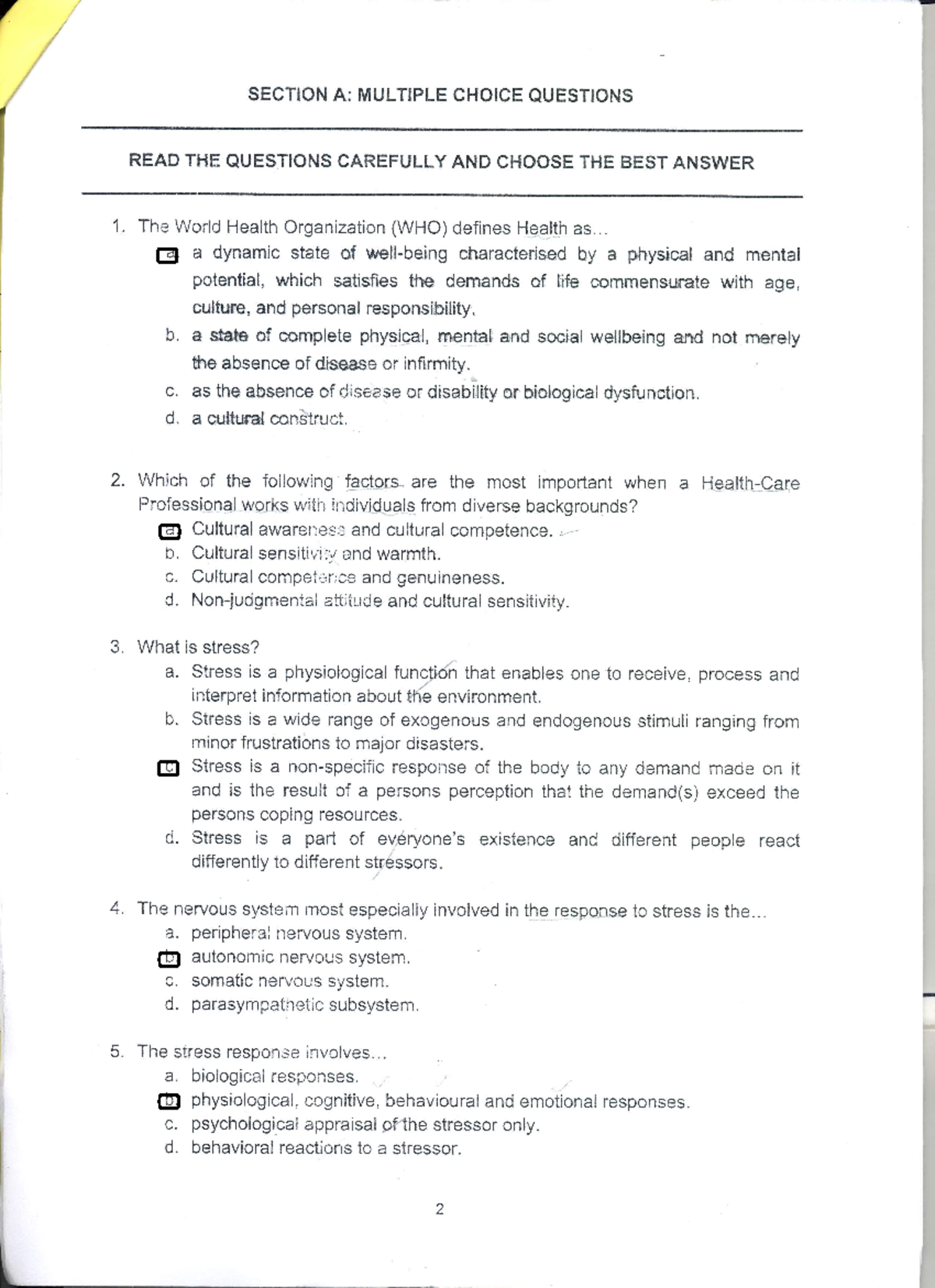 Bhme - Past exam paper - SECTION A: MULTIPLE CHOICE QUESTIONS READ THE ...