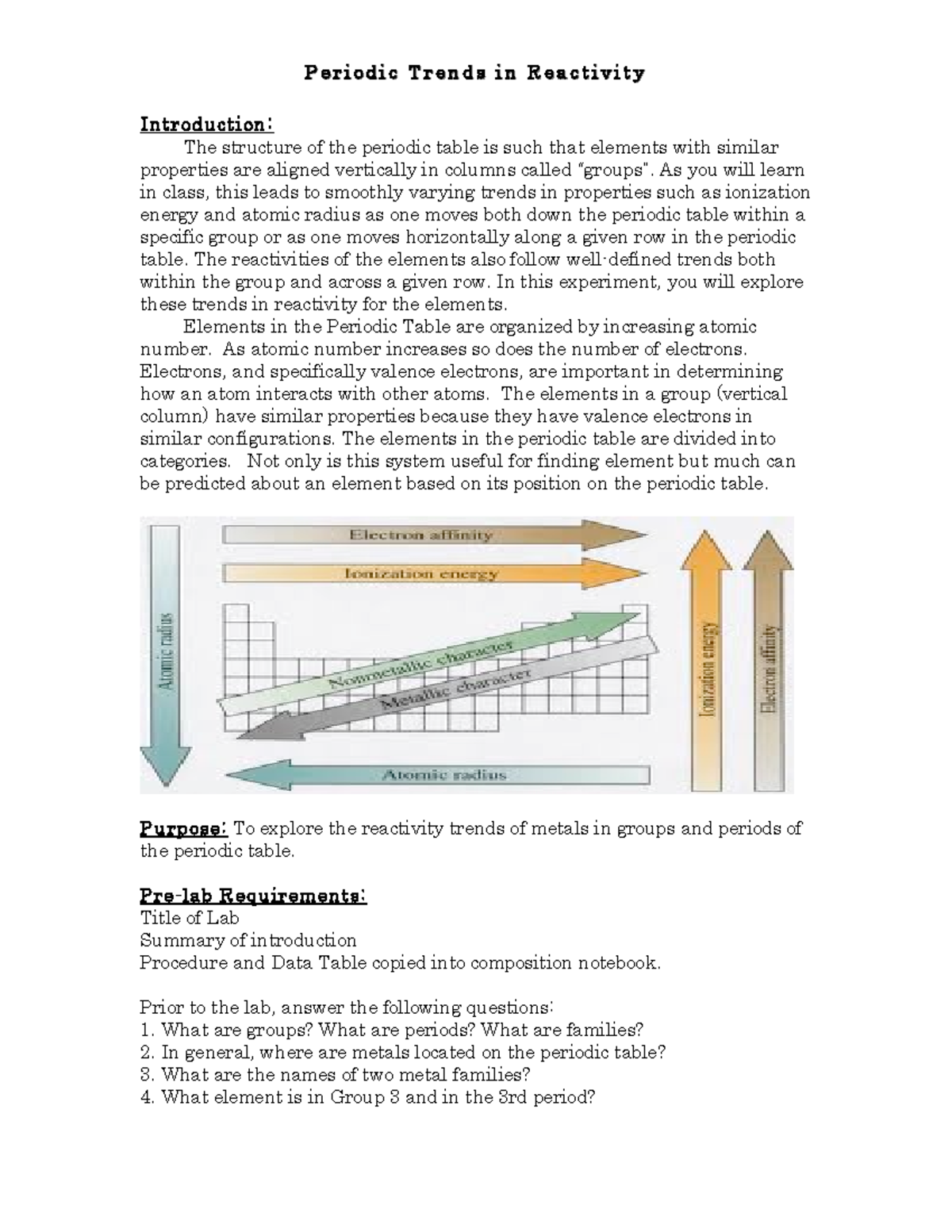 Periodictrendslab - This is a lab to help students understand the ...