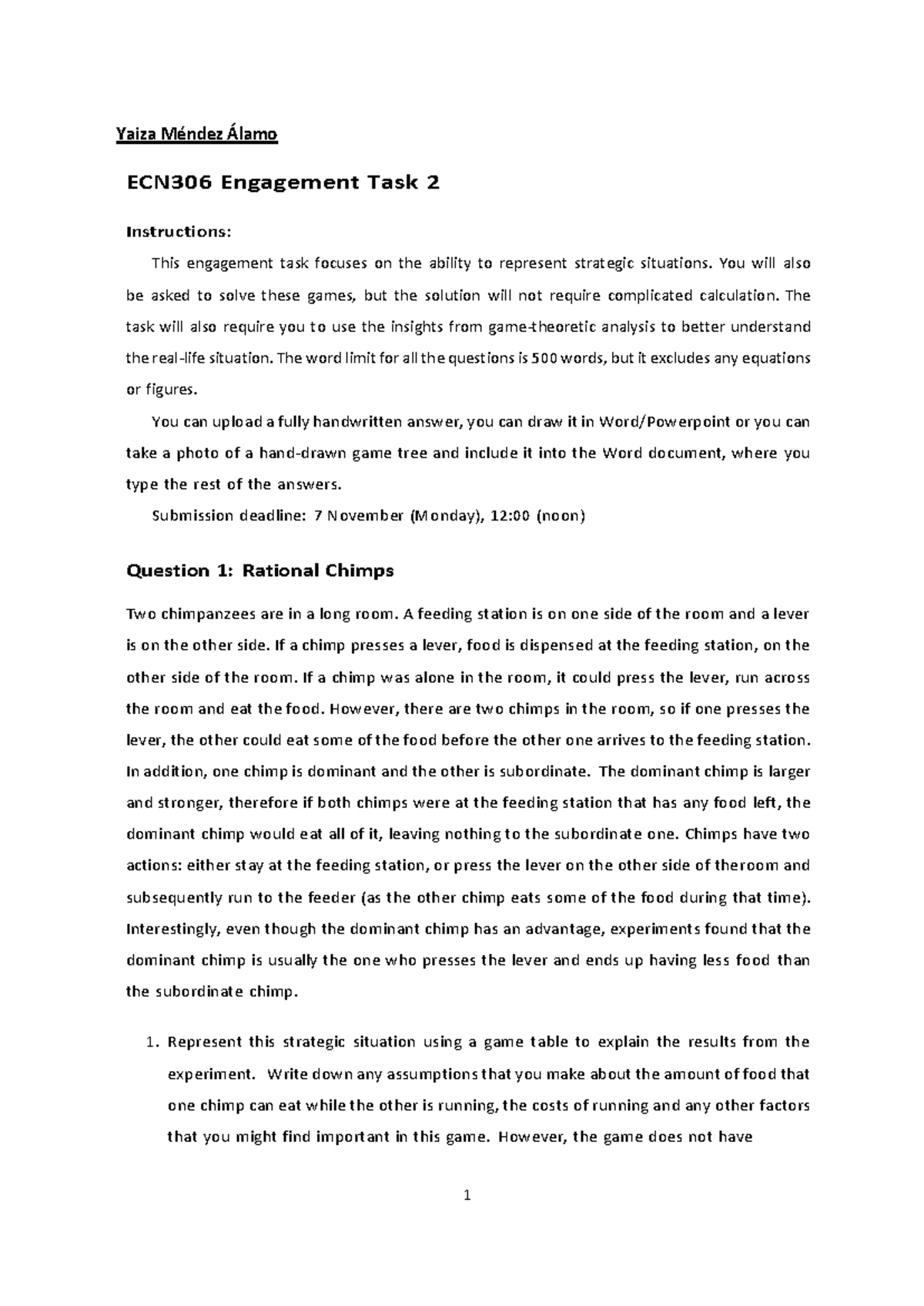 Engagement task 2 - Yaiza Méndez Álamo ECN306 Engagement Task 2 ...
