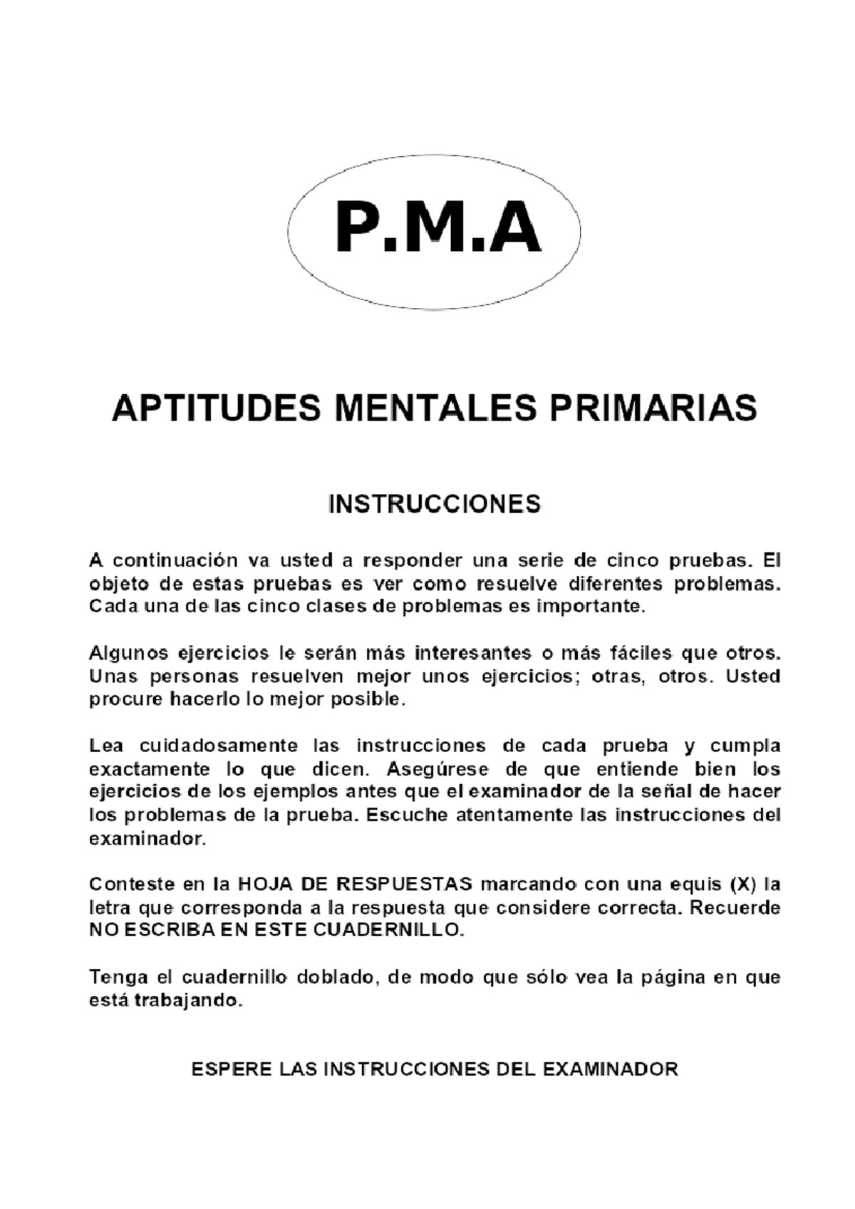 test de Prueba PMA - La batería PMA-R - P.M APTITUDES MENTALES ...