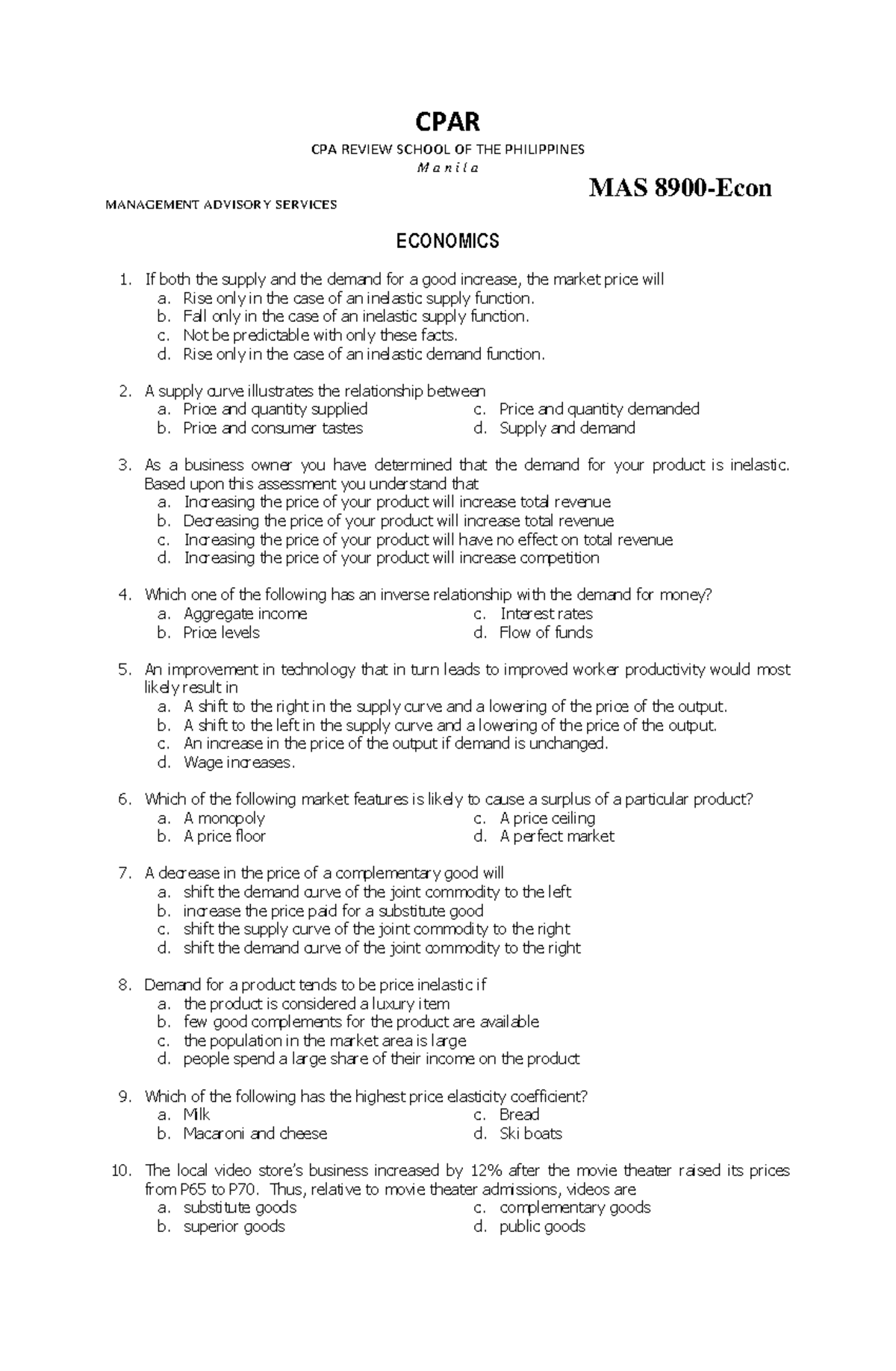 MS 8900 ECON PDF - Management Advisory Sevices - CPAR CPA REVIEW SCHOOL ...