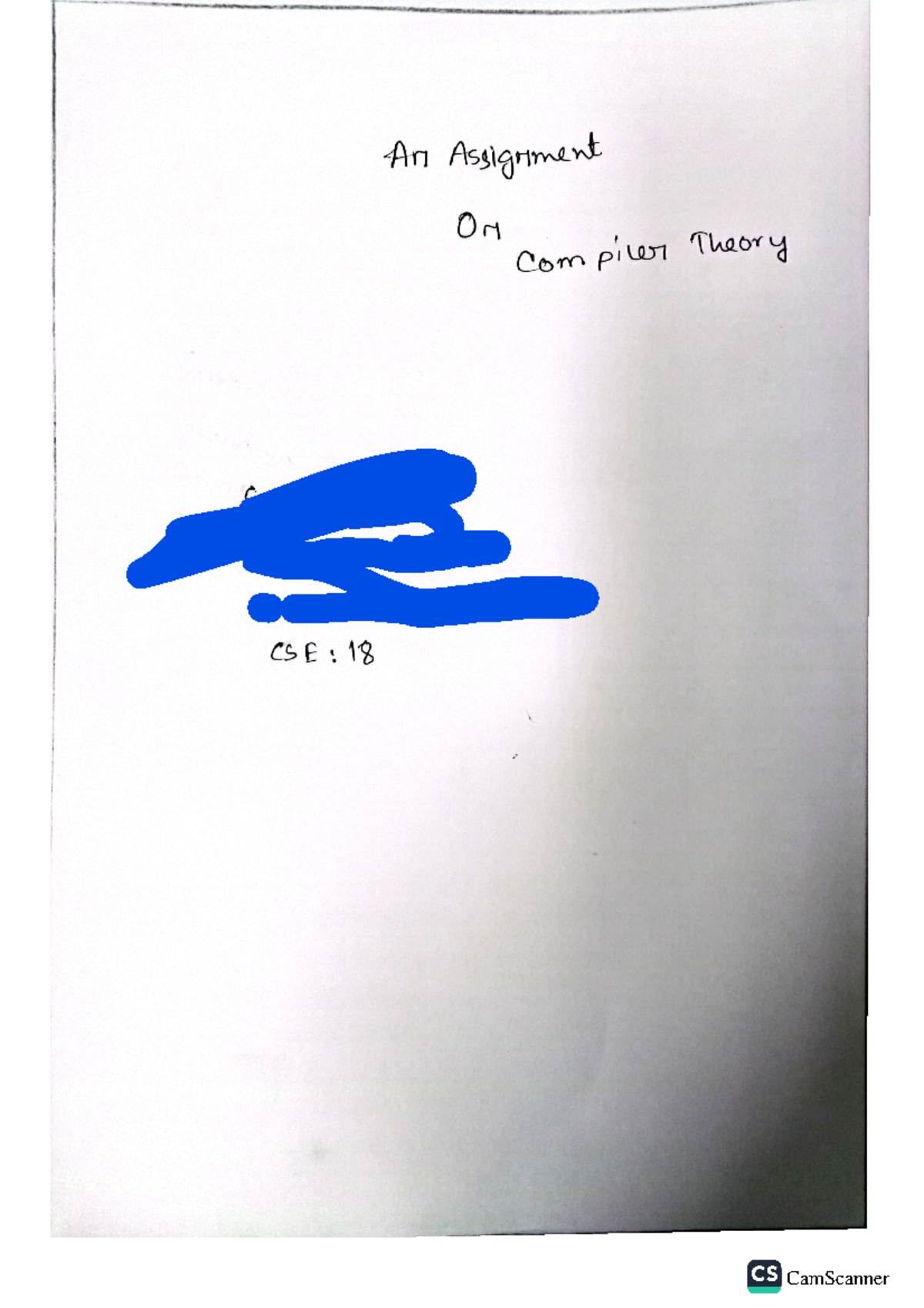 C Computer Science An Assignment On Compiler Theory Cse 18 Cs An Assignment On Compiler