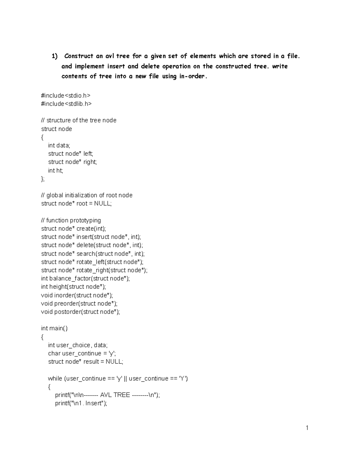 ADS Jotika 1-1 - I created these PDFs about Java - Construct an avl tree for a given set of ...