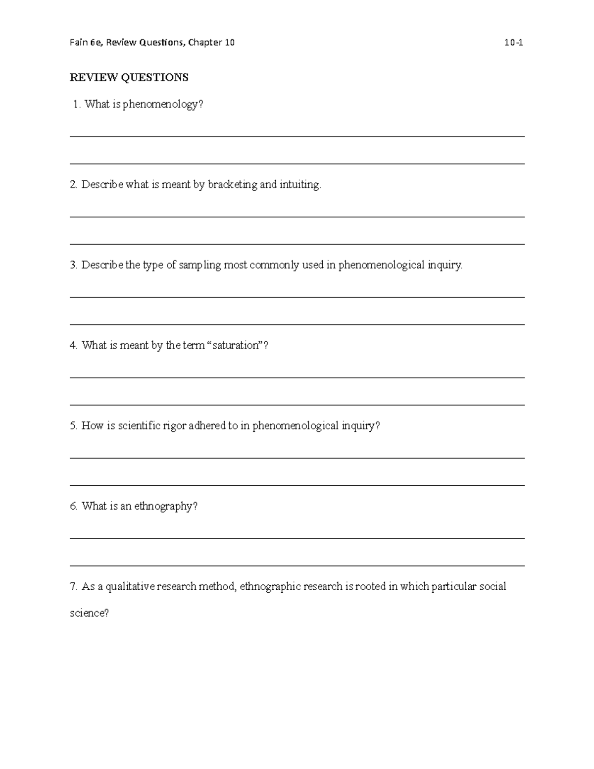 Ch10 (Chapter Review Questions) - Fain 6e, Review Questions, Chapter 10 ...