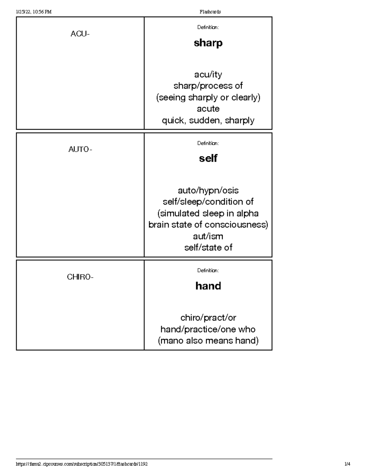 Chapter 4 Flashcards - ACU- Definition: sharp acu/ity sharp/process of ...