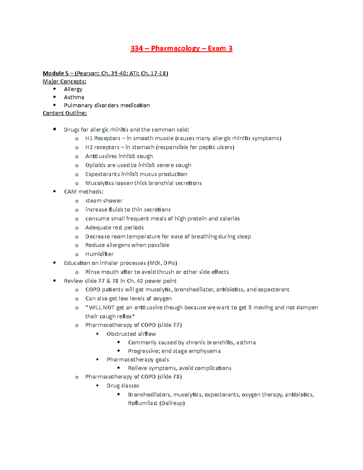 Pharm-Exam3 - Pharm-Exam3 - 334 – Pharmacology – Exam 3 Module 5 Major ...