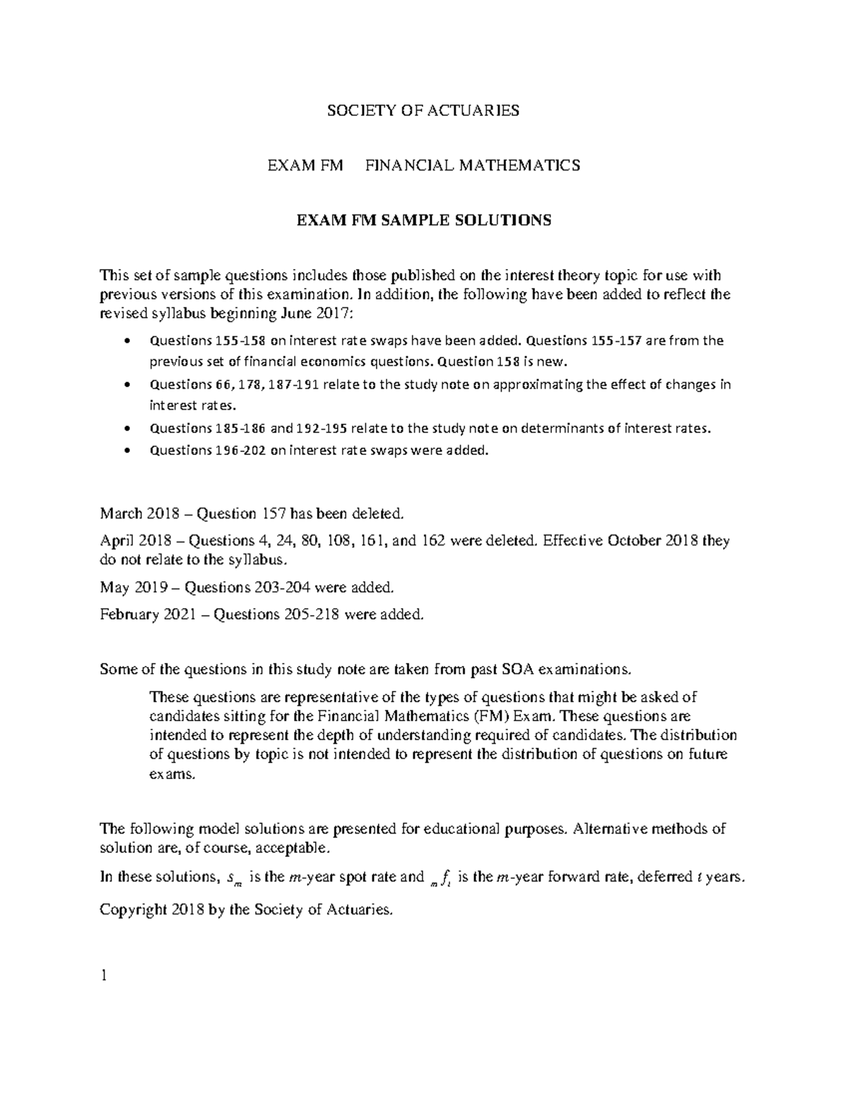 Sol SOA 2018 - math fin - SOCIETY OF ACTUARIES EXAM FM FINANCIAL ...
