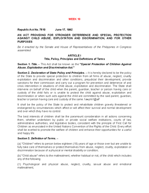 WEEK 11 - sexual assault - WEEK 11 REPUBLIC ACT No. 9775 AN ACT ...