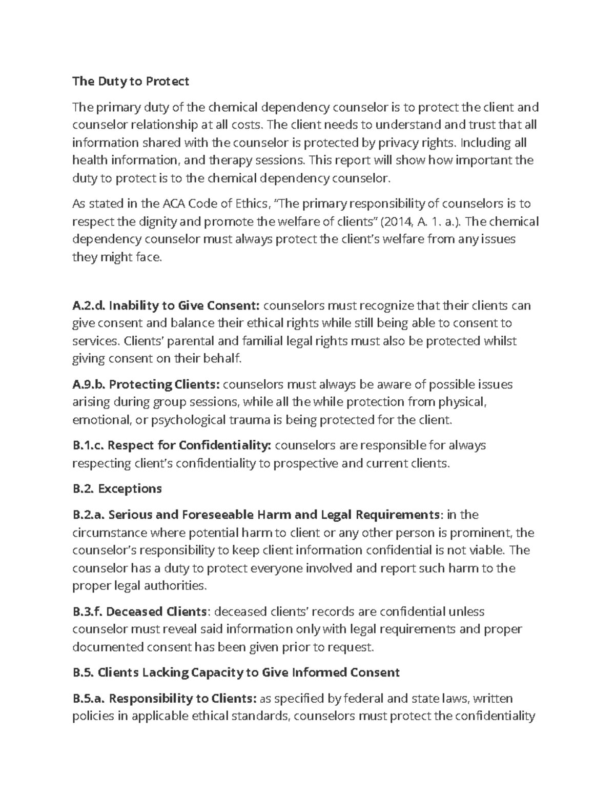 The Duty to Protect - Unit 3 IP - The Duty to Protect The primary duty ...