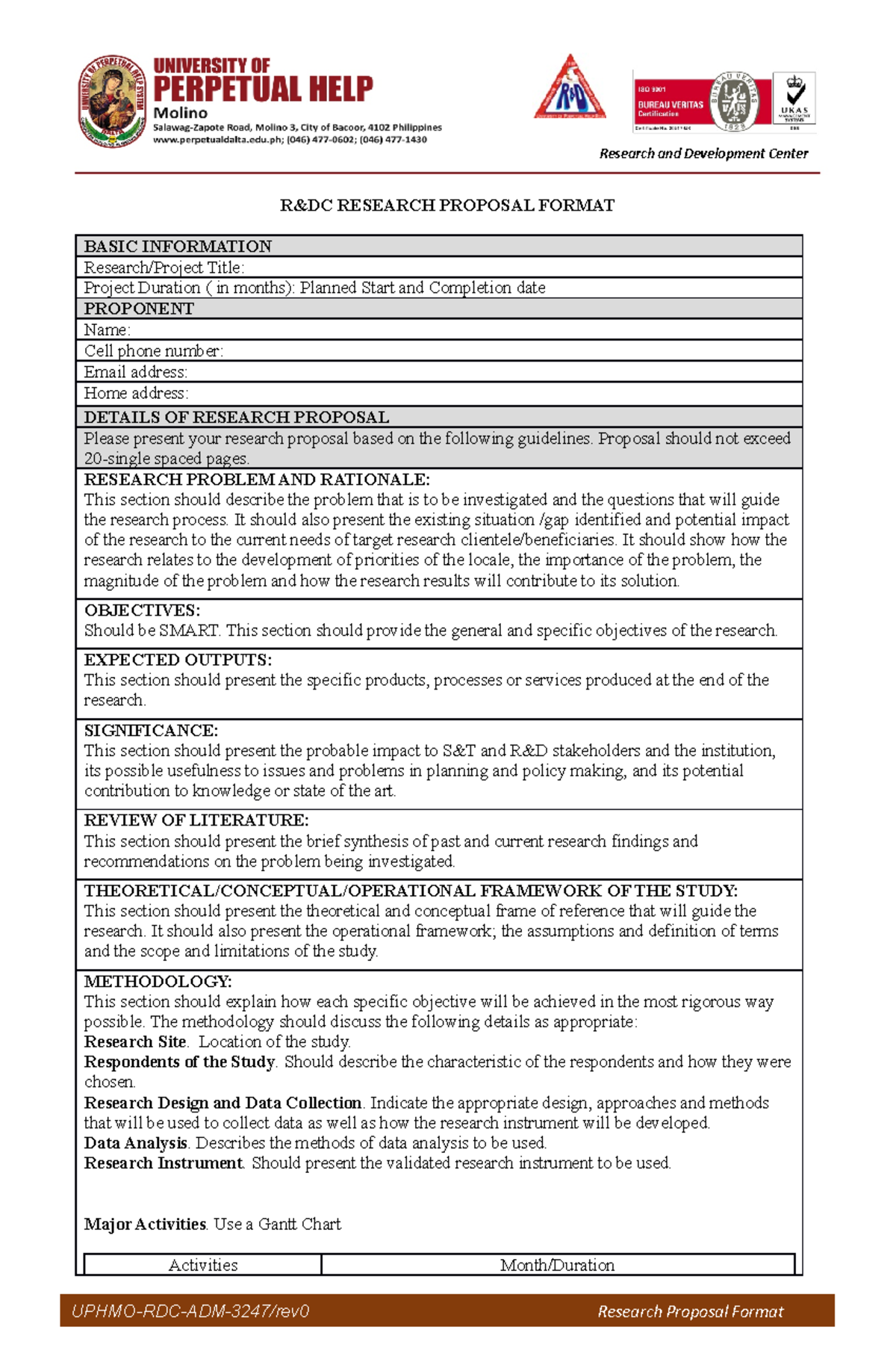 RDC- Research- Proposal- Format - R&DC RESEARCH PROPOSAL FORMAT BASIC ...