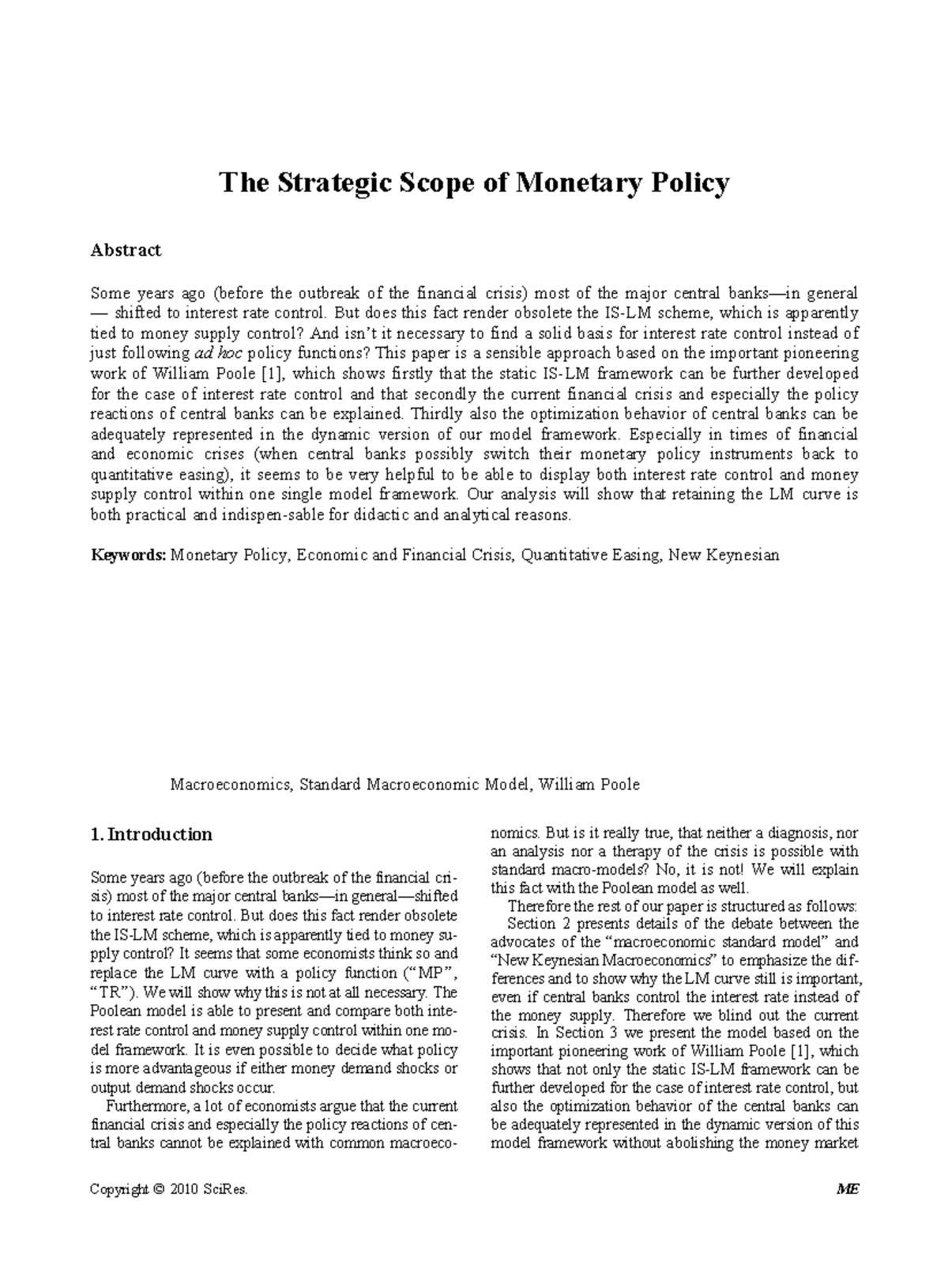 The Strategic Scope of Monetary Policy - The Strategic Scope of ...