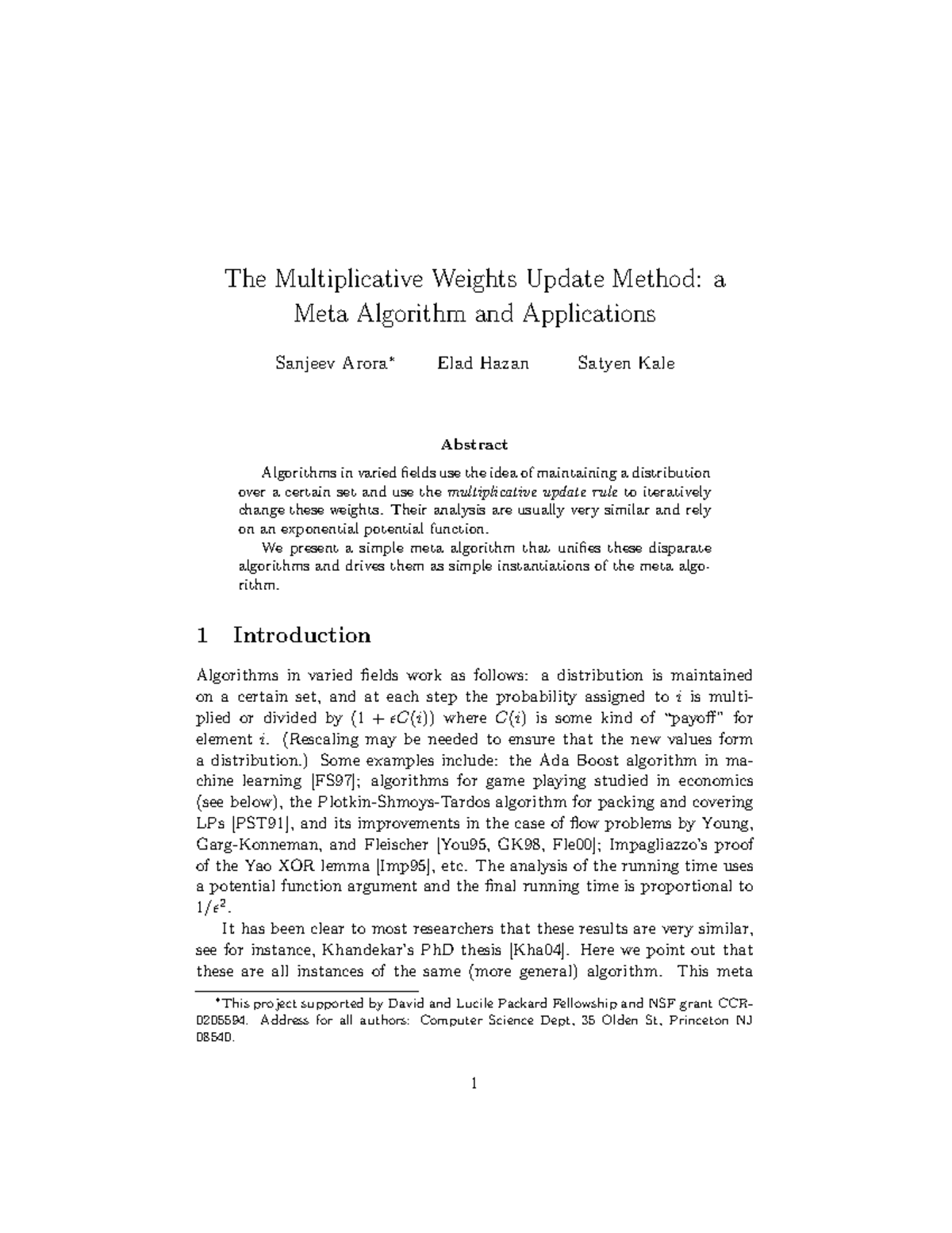 Application Of Multiplicative Weights Update Method In Game Theory The Multiplicative Weights