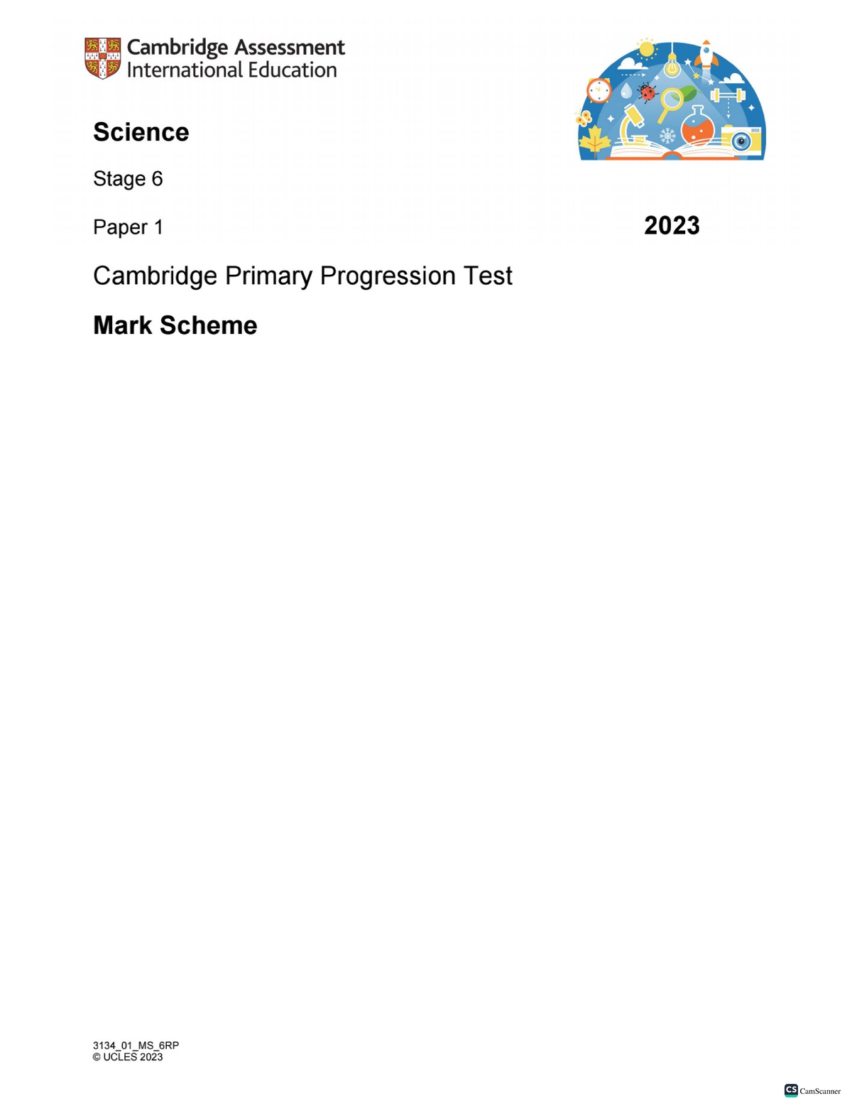Progression Test - Stage 6 Science 2023 P1 MS - Math and El - Studocu