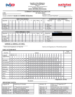 BOW-CPAR-1ST Quarter - budget of work - Republic of the Philippines ...