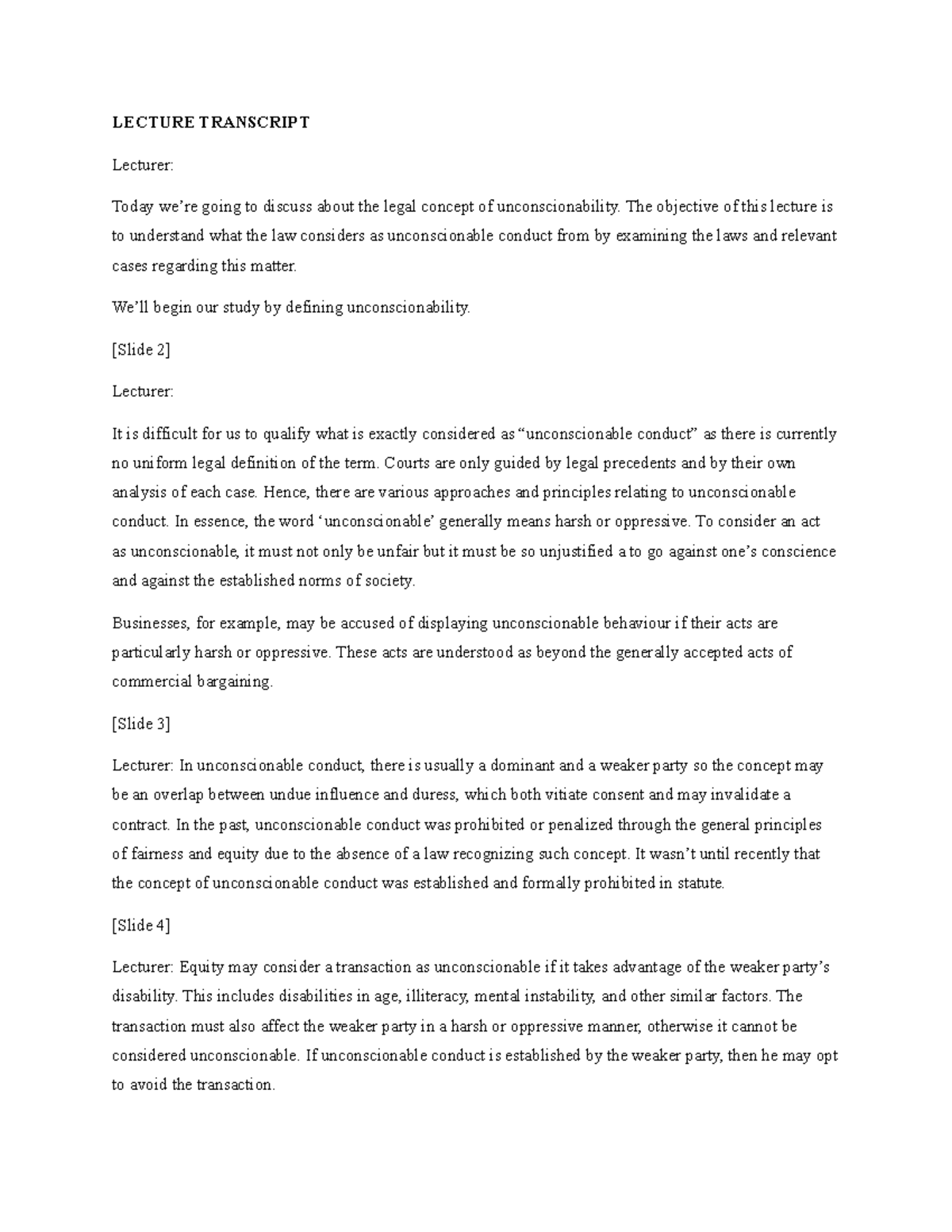 AT2 Exam Answer - Lecture Transcript - LECTURE TRANSCRIPT Lecturer ...