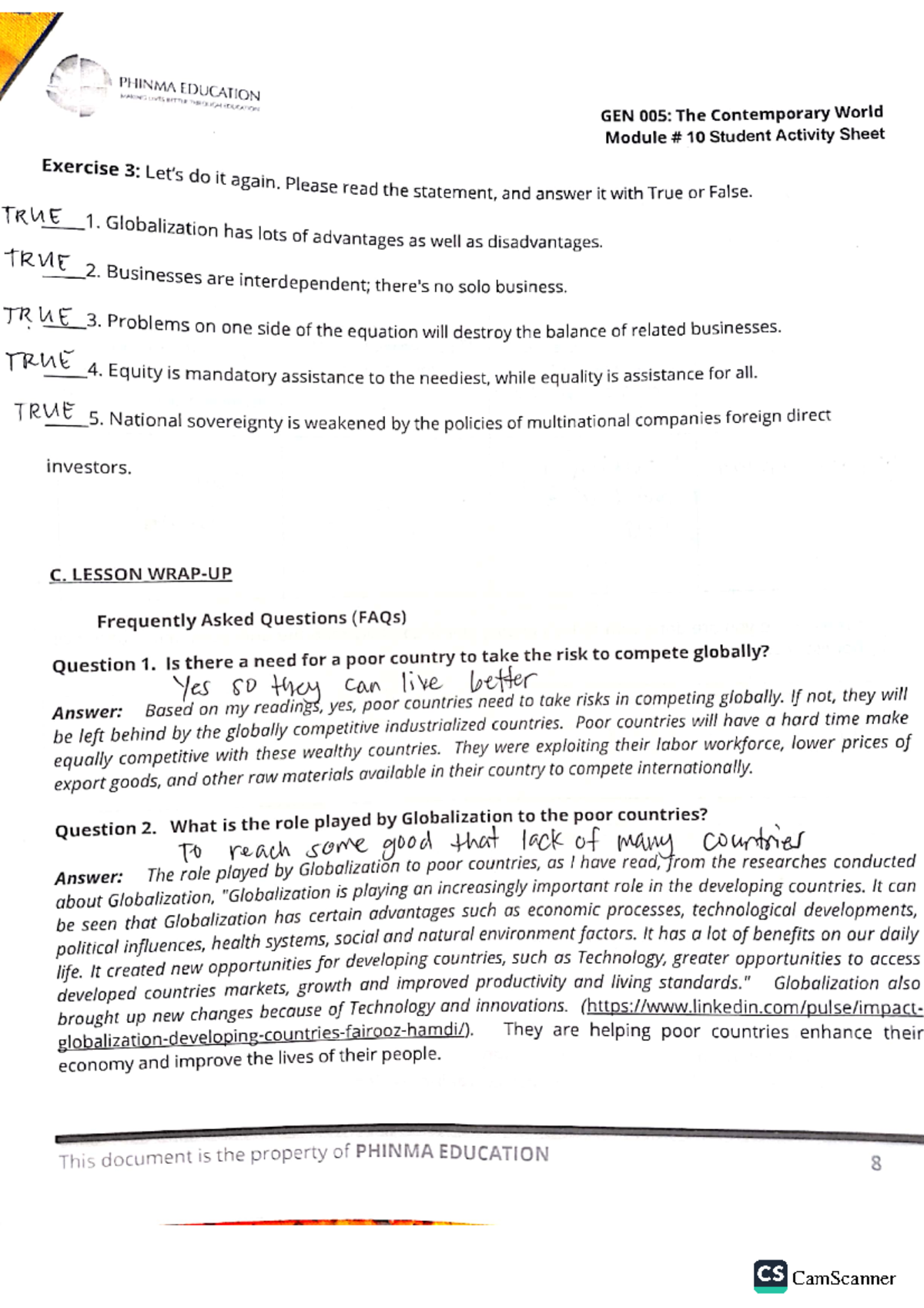 SAS10 GEN005 - For module answers - PHINMA EDUCATION MAKING GEN 005 ...