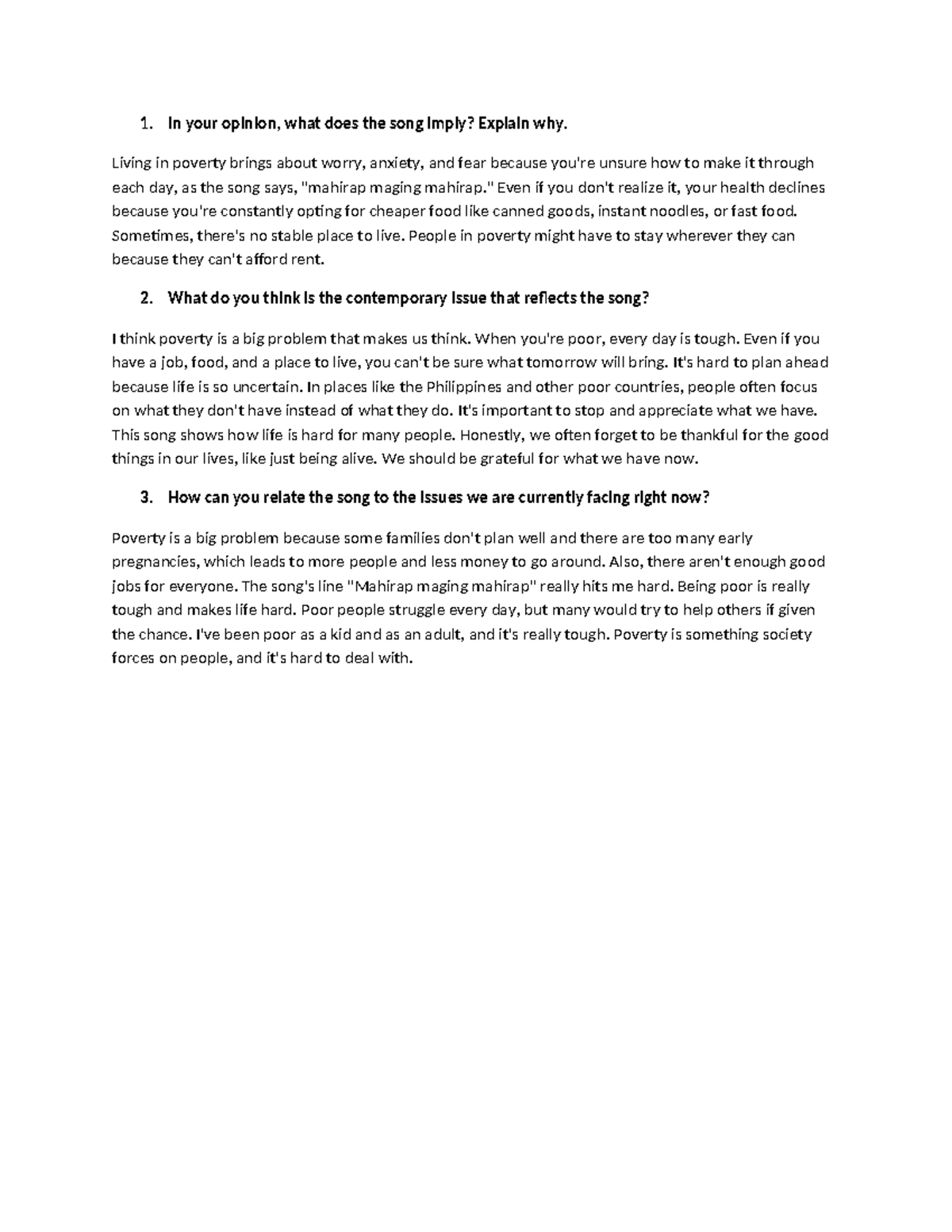 03 Worksheet 4 - popcul - In your opinion, what does the song imply ...