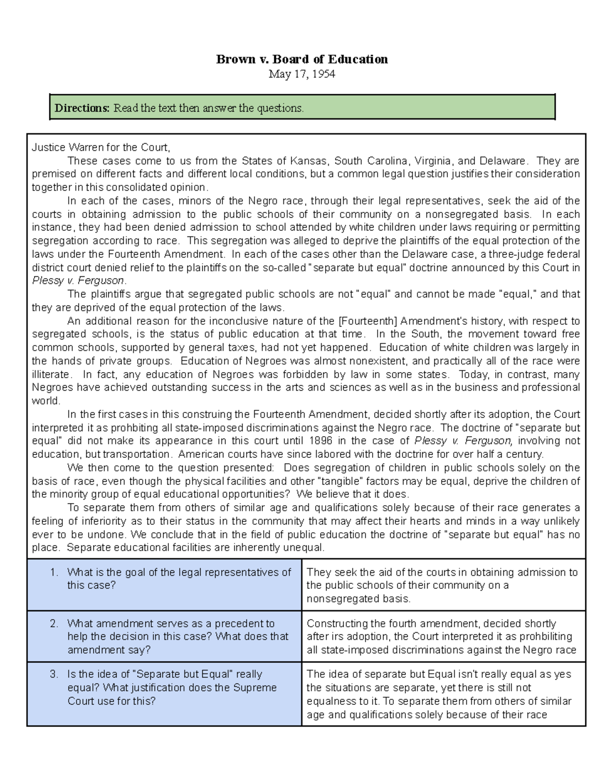 Brown v Board of Education Reading on 2022-05-11 21 01 21 - Brown v ...